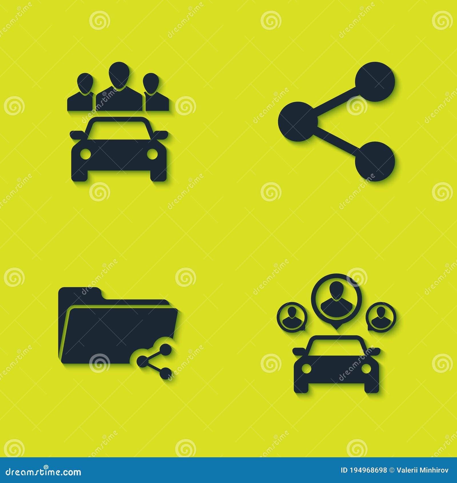 Set Car Sharing, , Share Folder and Icon. Vector Stock Vector ...