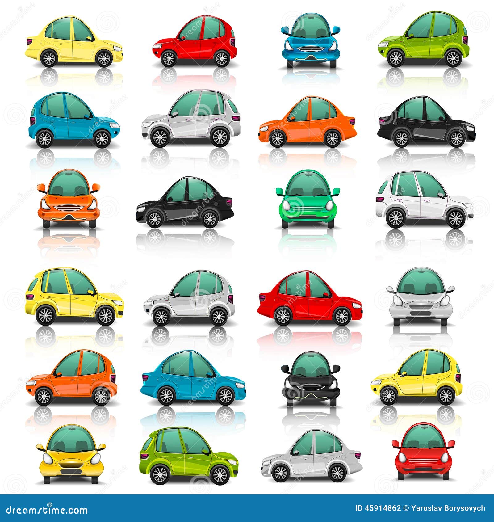 Set of Car Side and Front View Stock Vector - Illustration of icon ...