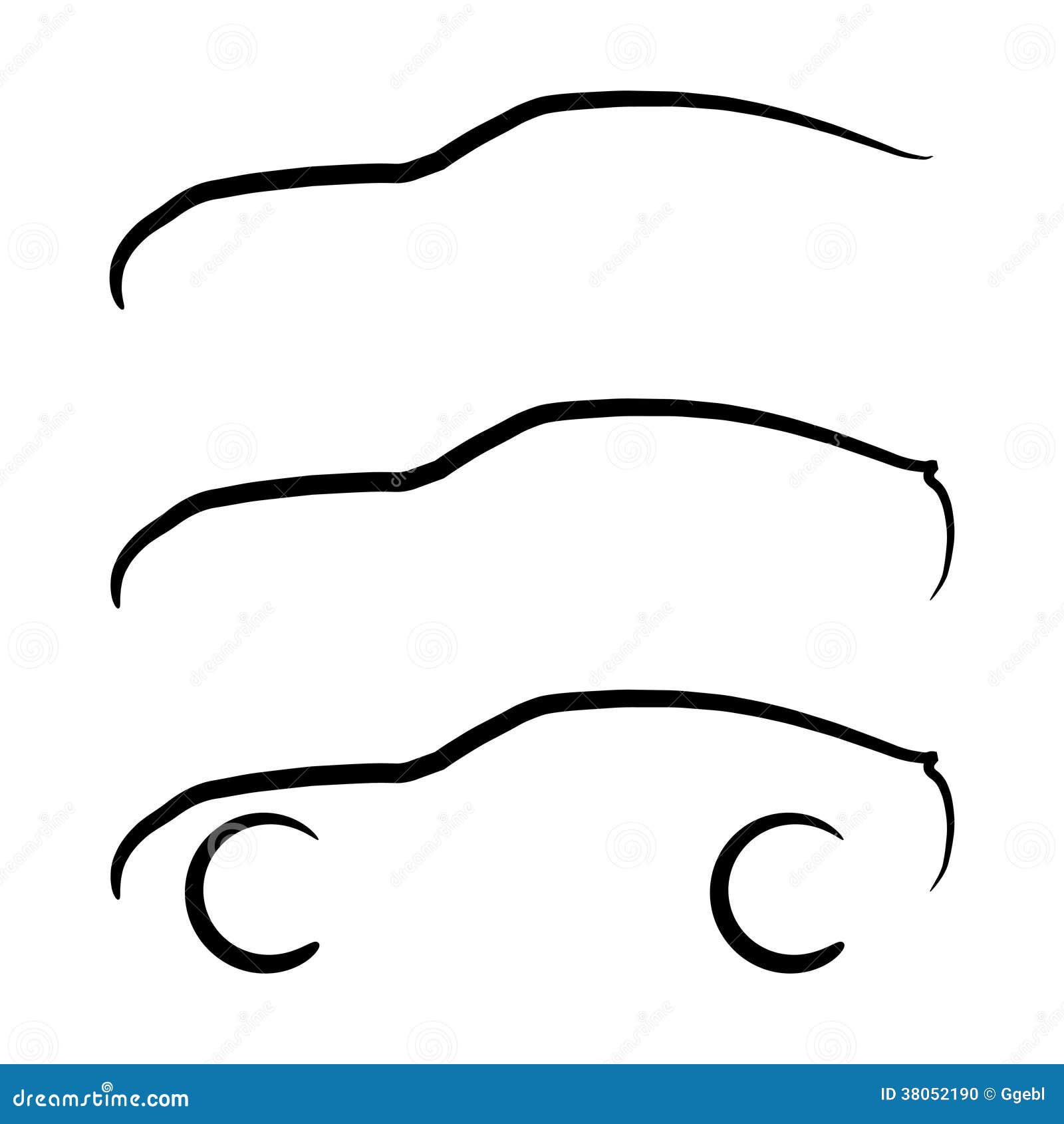 Set of Car Stroke Silhouettes Stock Illustration - Illustration of ...