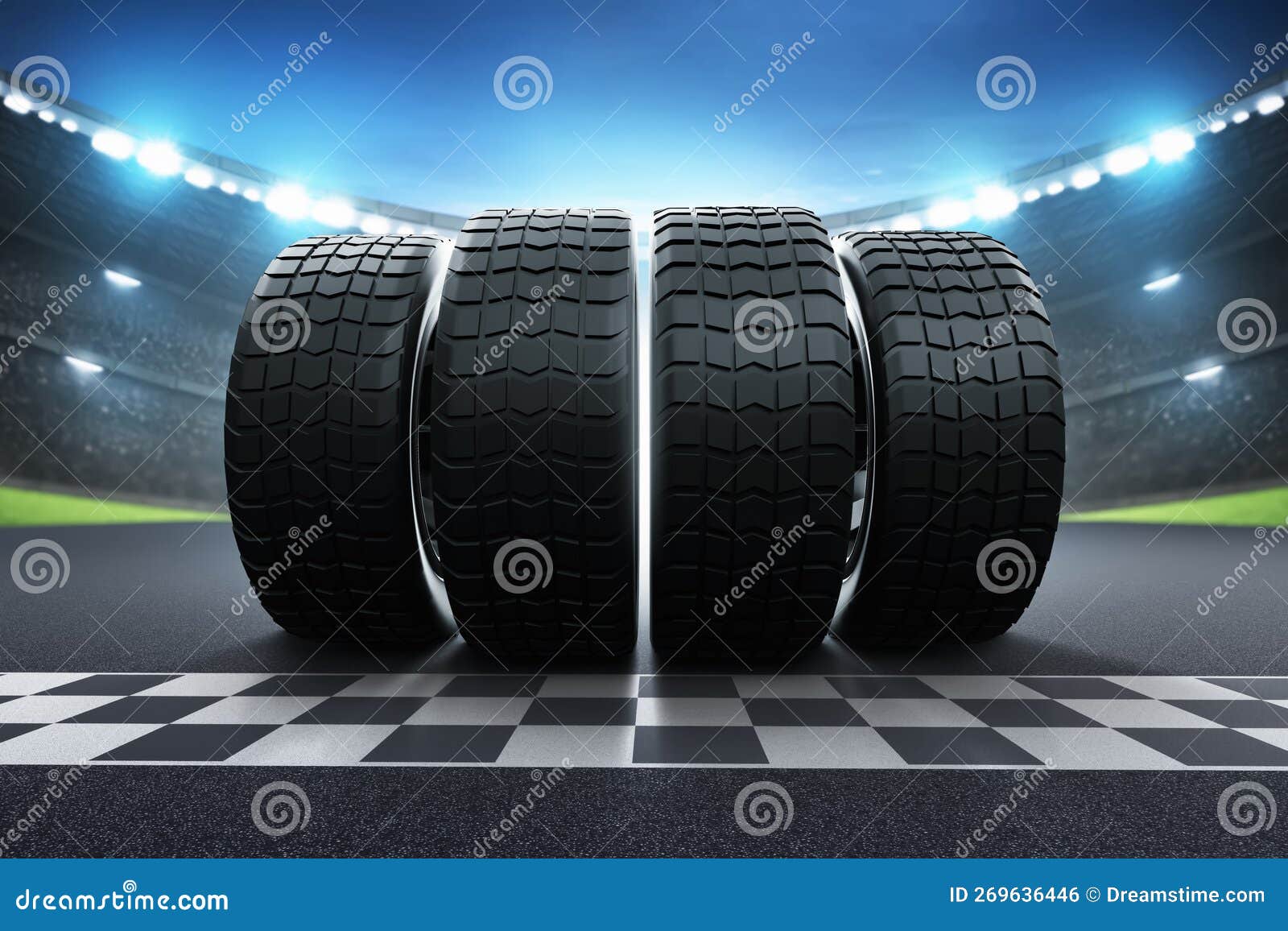 Set Car Tires on Race Track 3d Illustrations Stock Illustration ...