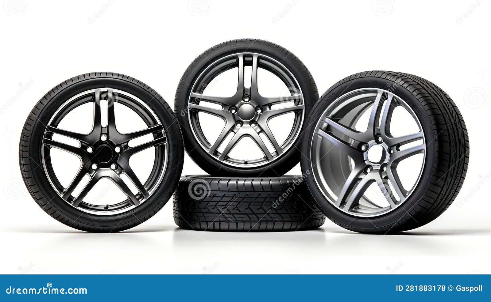 Set of Car Tires and Wheels Isolated on a White Background. Generative ...