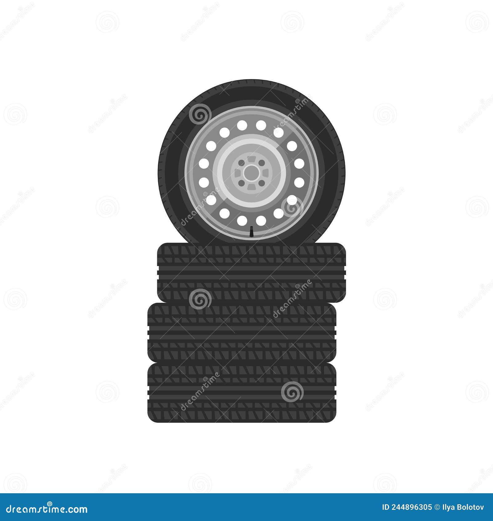 Set of Car Tyres for the Tyre Shop. Stock Vector - Illustration of ...