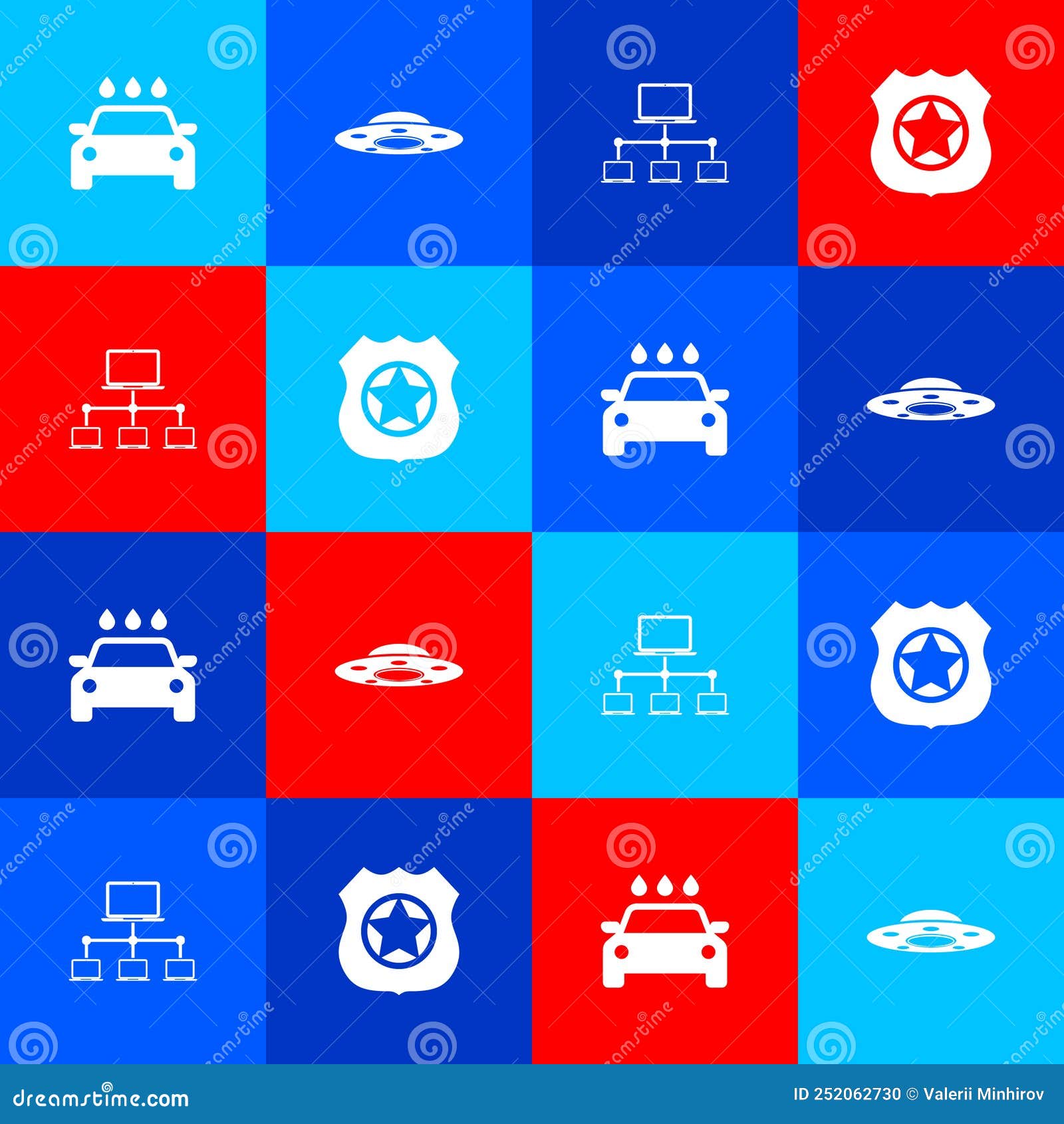 Set Car Wash, UFO Flying Spaceship, Computer Network and Police Badge ... Set Car Wash, UFO Flying Spaceship, Computer Network and Police Badge ...