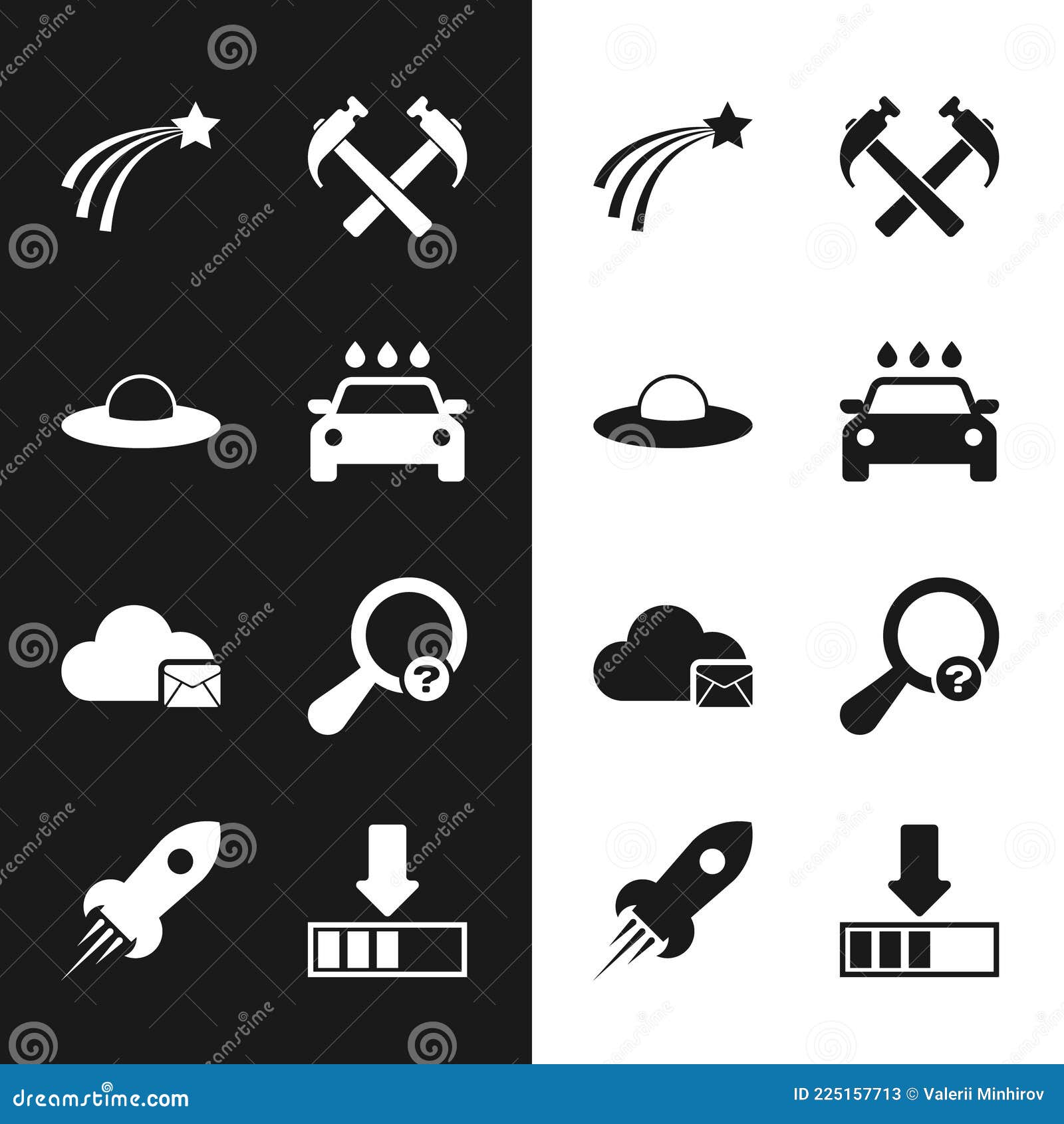 Set Car Wash, UFO Flying Spaceship, Falling Star, Two Crossed Hammers ... Set Car Wash, UFO Flying Spaceship, Falling Star, Two Crossed Hammers ...