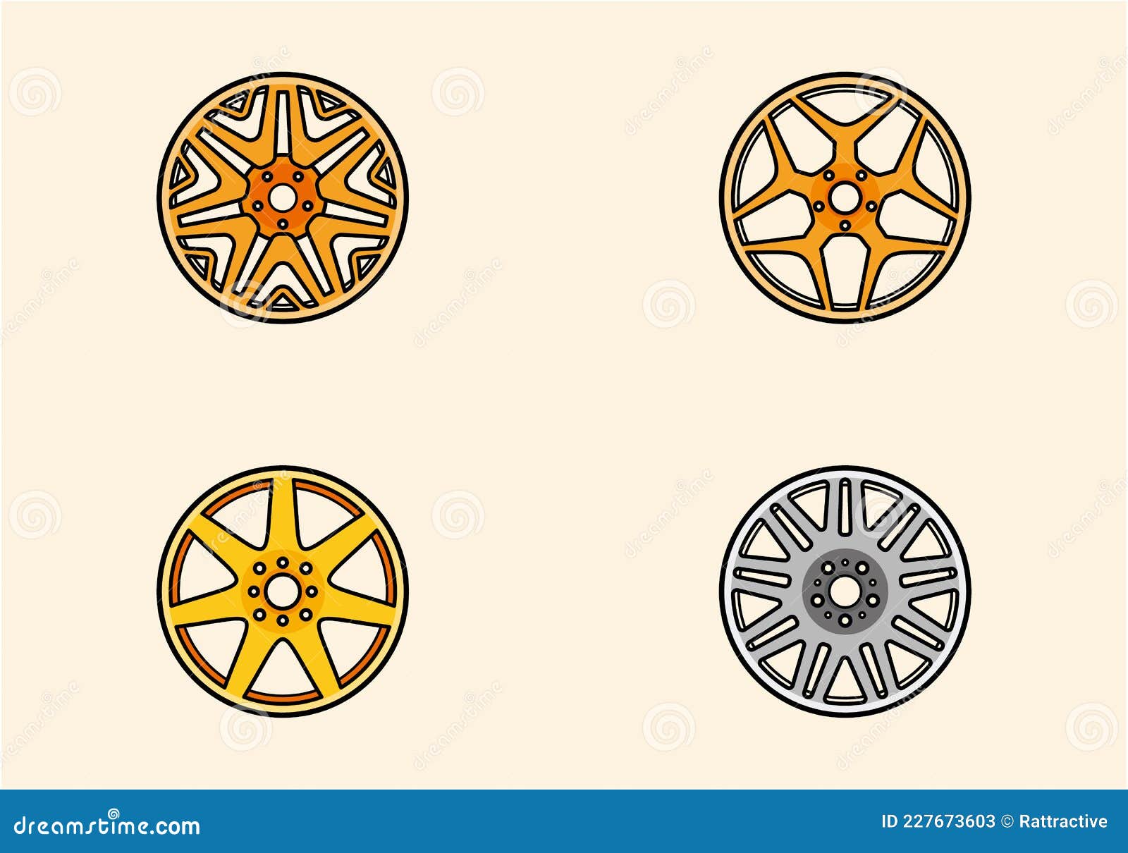 Set of Car Wheel Vector Illustration Stock Vector - Illustration of ...