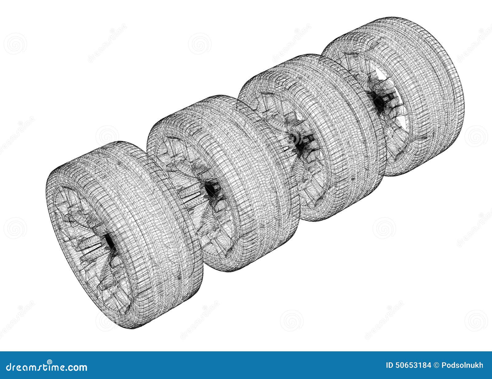 Set of car wheels stock photo. Image of light, diminishing - 50653184
