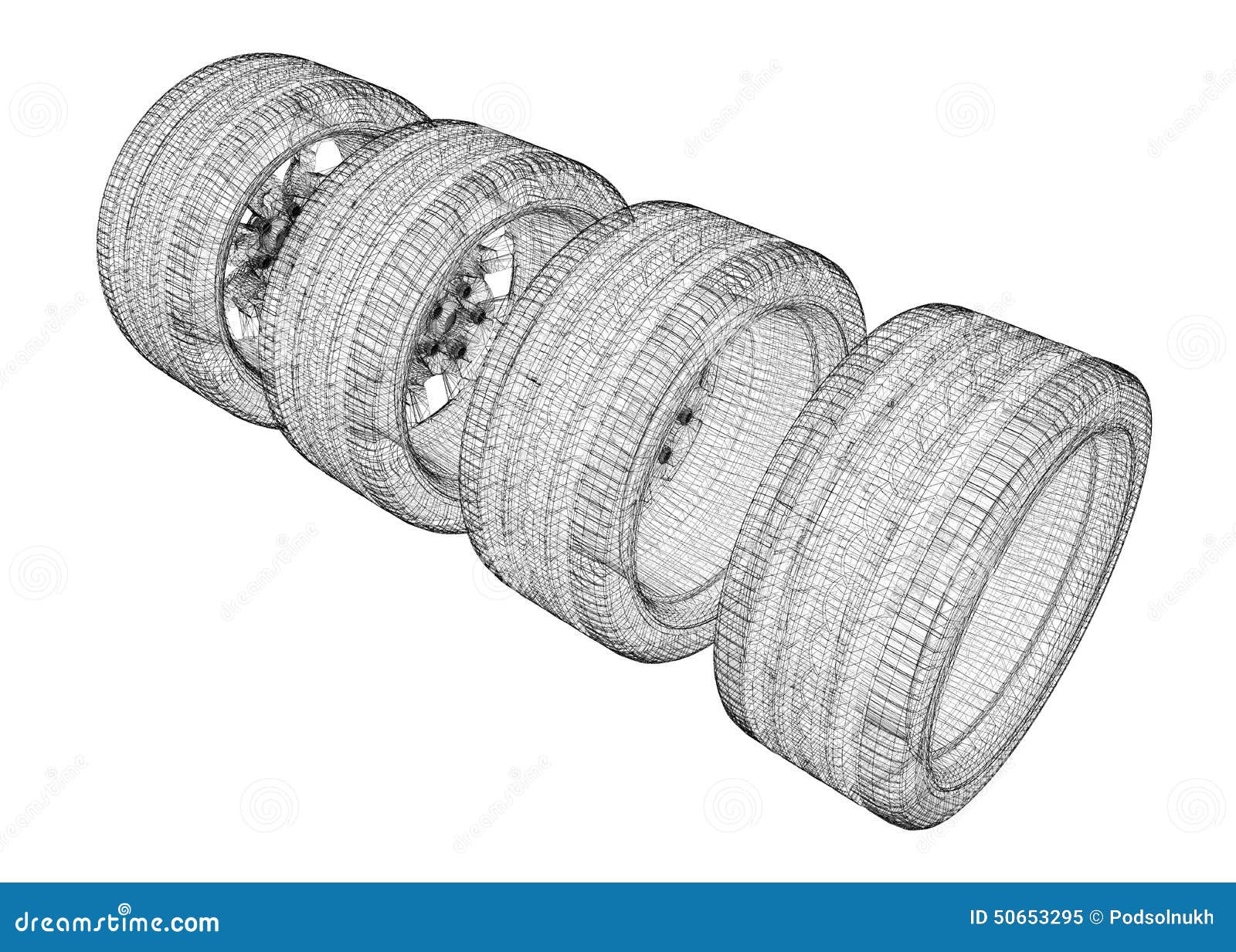 Set of car wheels stock image. Image of diminishing, rubber - 50653295