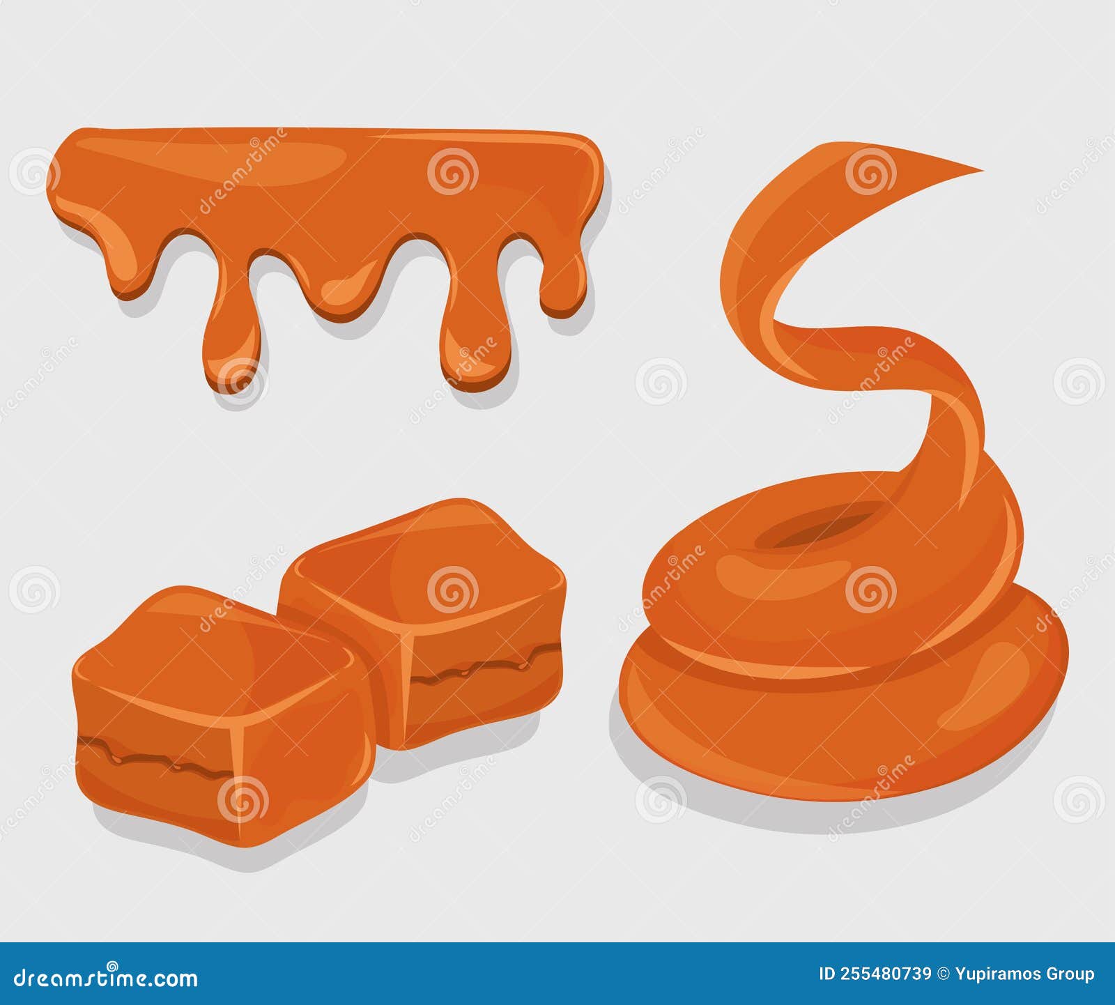 Set caramel, vector style stock vector. Illustration of melt - 255480739