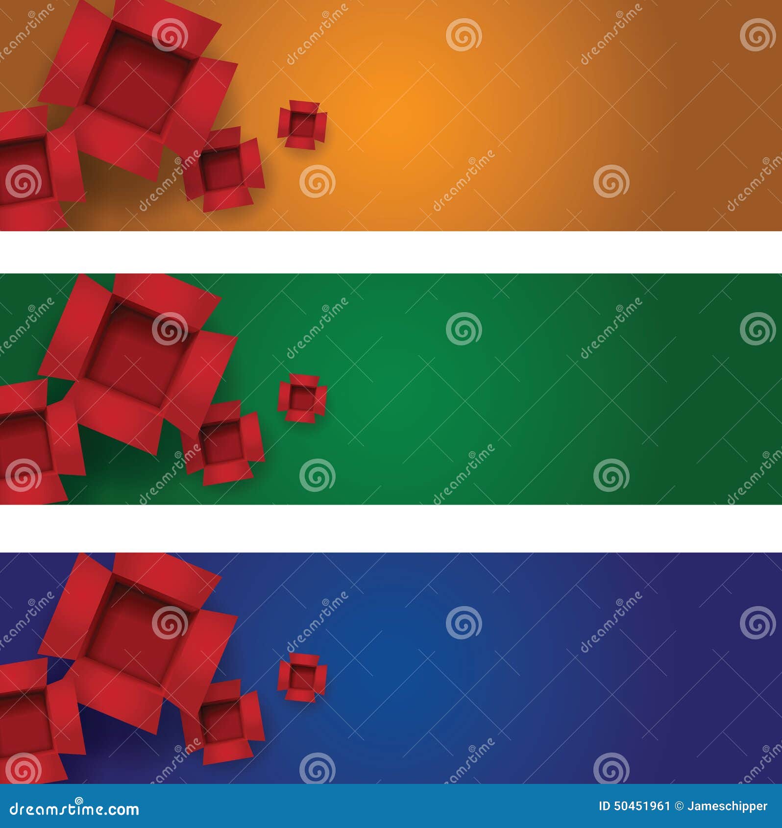 Set of Card Board Box Banners Stock Illustration - Illustration of ...
