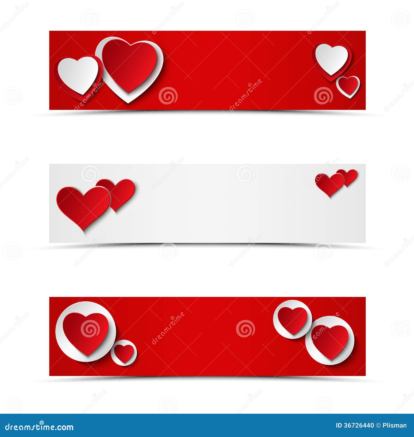 Set of Card Headers or Banners with Hearts Stock Vector - Illustration ...