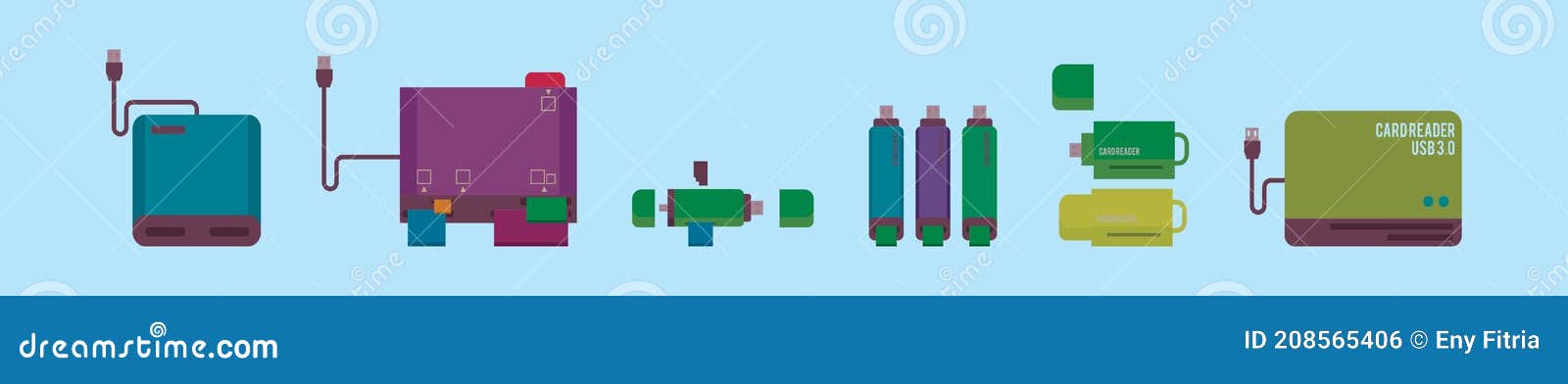 Set of Card Reader Cartoon Icon Design Template with Various Models ...