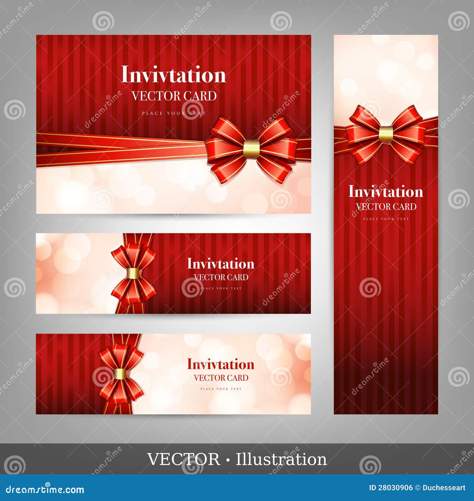 Set of card with ribbons. stock vector. Illustration of concept - 28030906