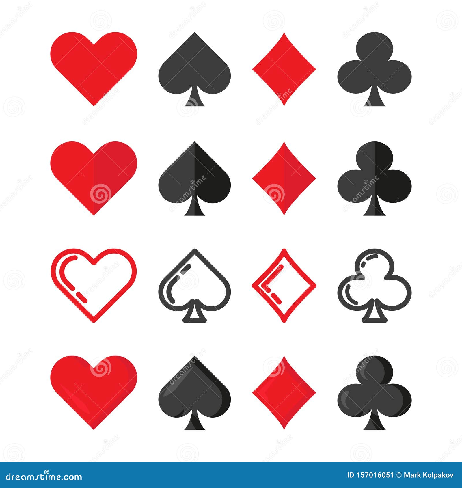 Set of Card Suit in Flat Style Stock Illustration - Illustration of ...