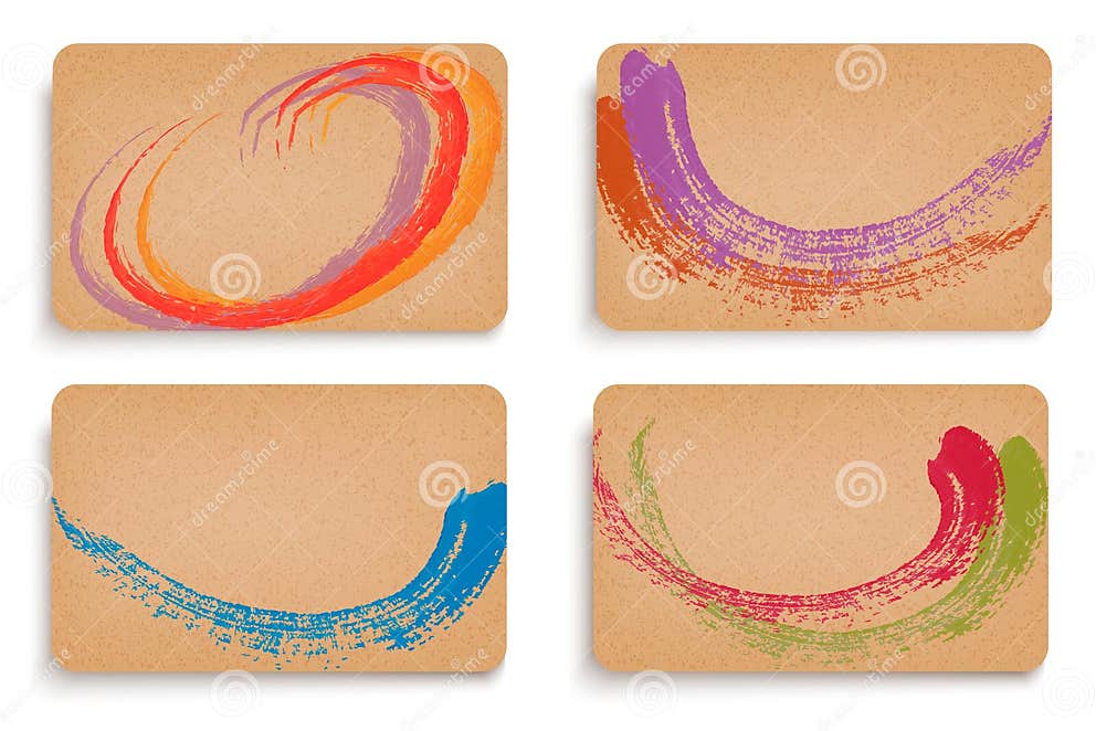 Set of Cardboard Banners Decorated with Paint. Stock Vector ...