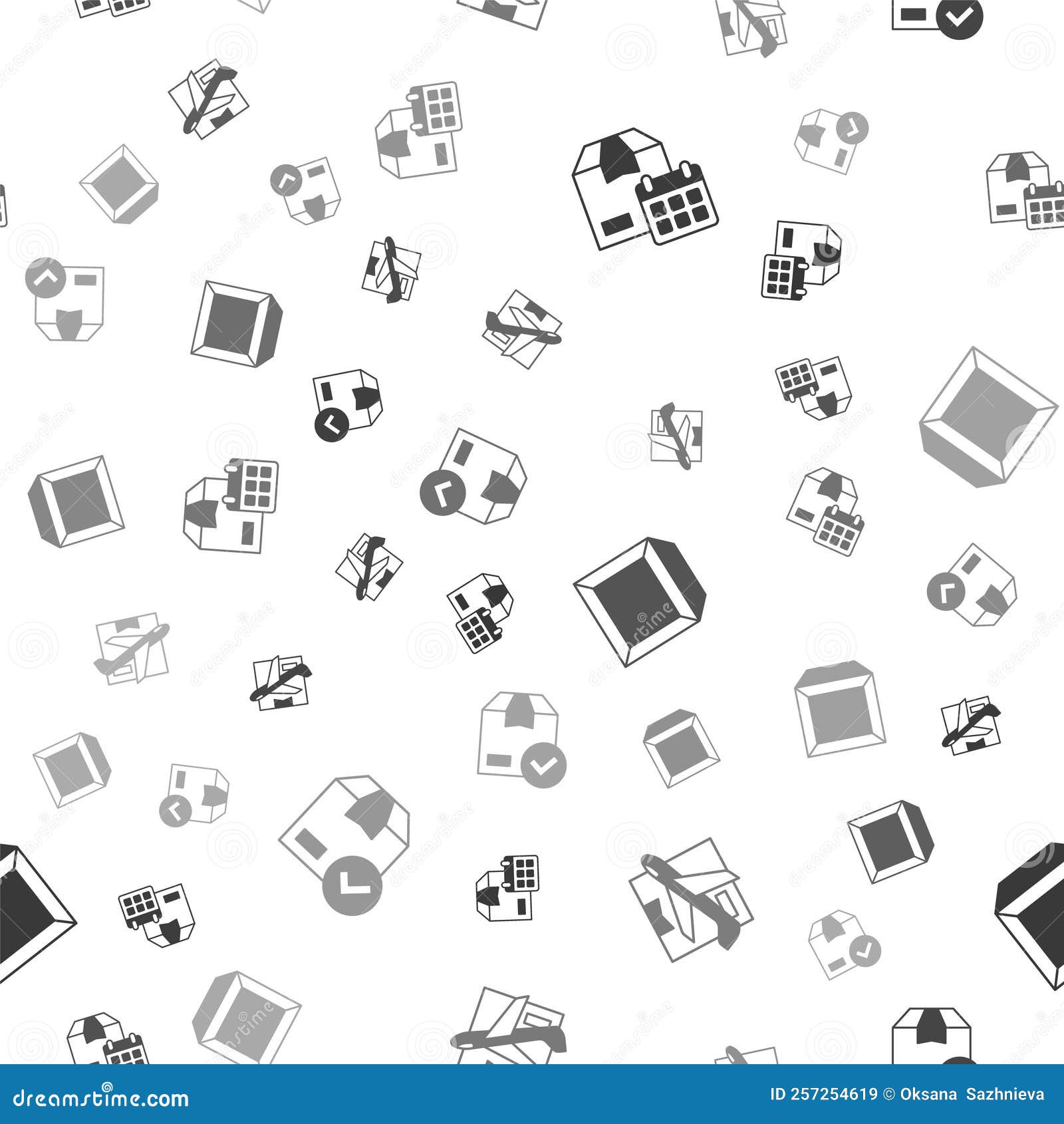 Set Cardboard Box with Calendar, Plane and Cardboard, Carton and Ackage ...