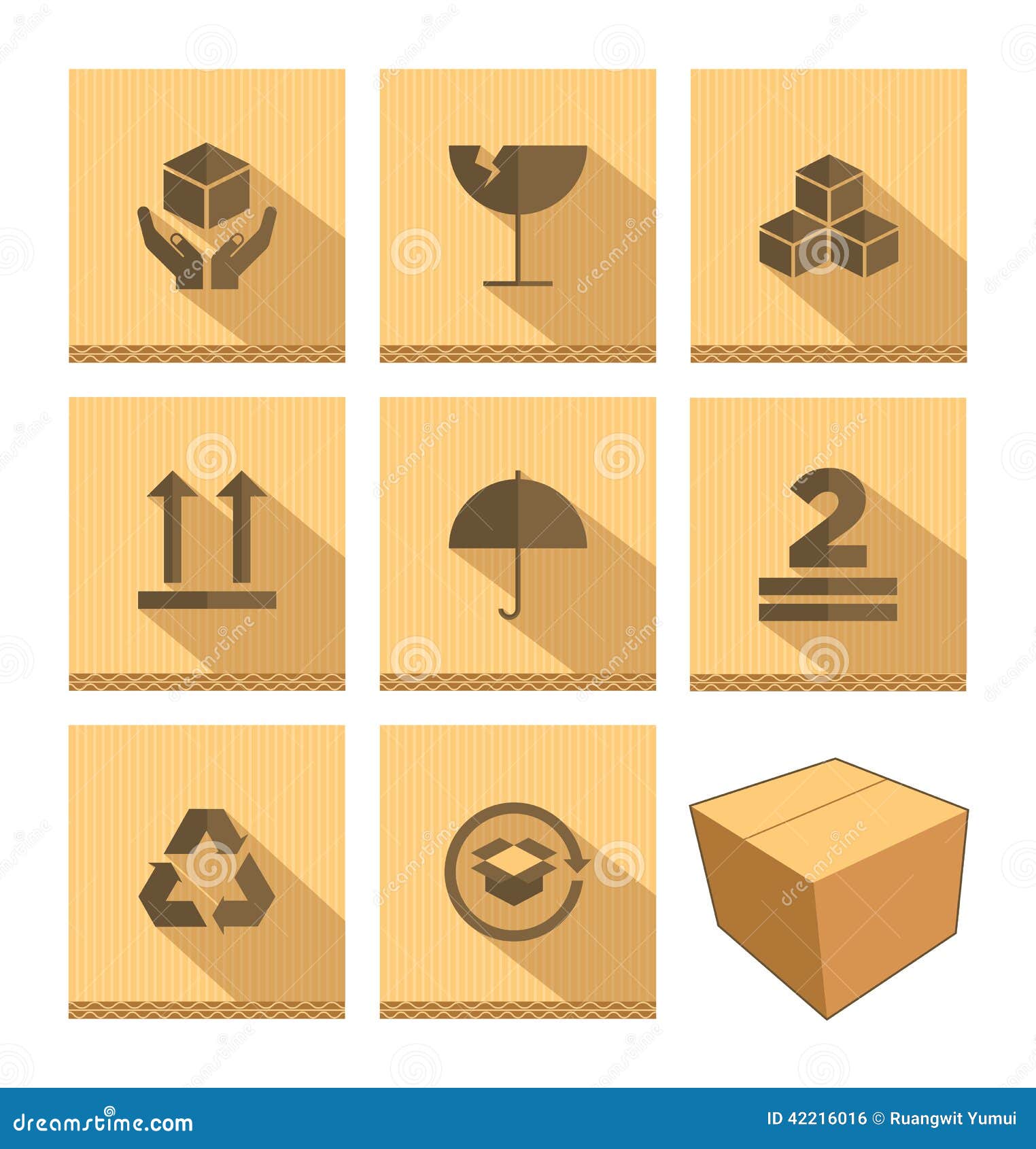 Set of Cardboard Box Icon stock vector. Illustration of isolated - 42216016