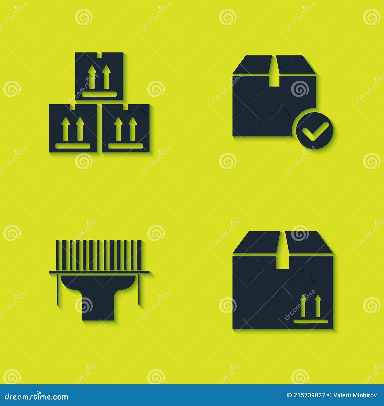 Set Cardboard Box with Traffic, , Scanner Scanning Bar Code and Package ...