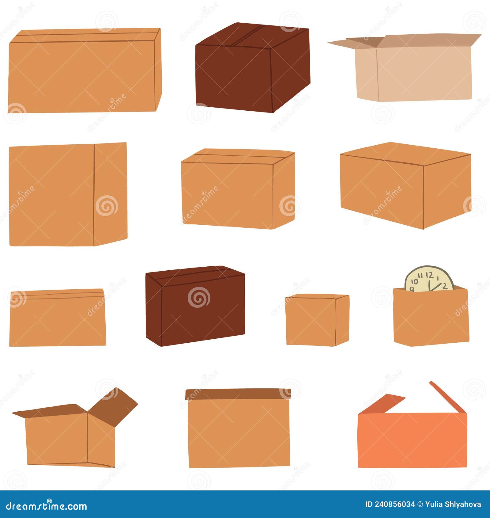 Stuff Packed in Carton Packages for Relocation and Moving Stock Vector ...