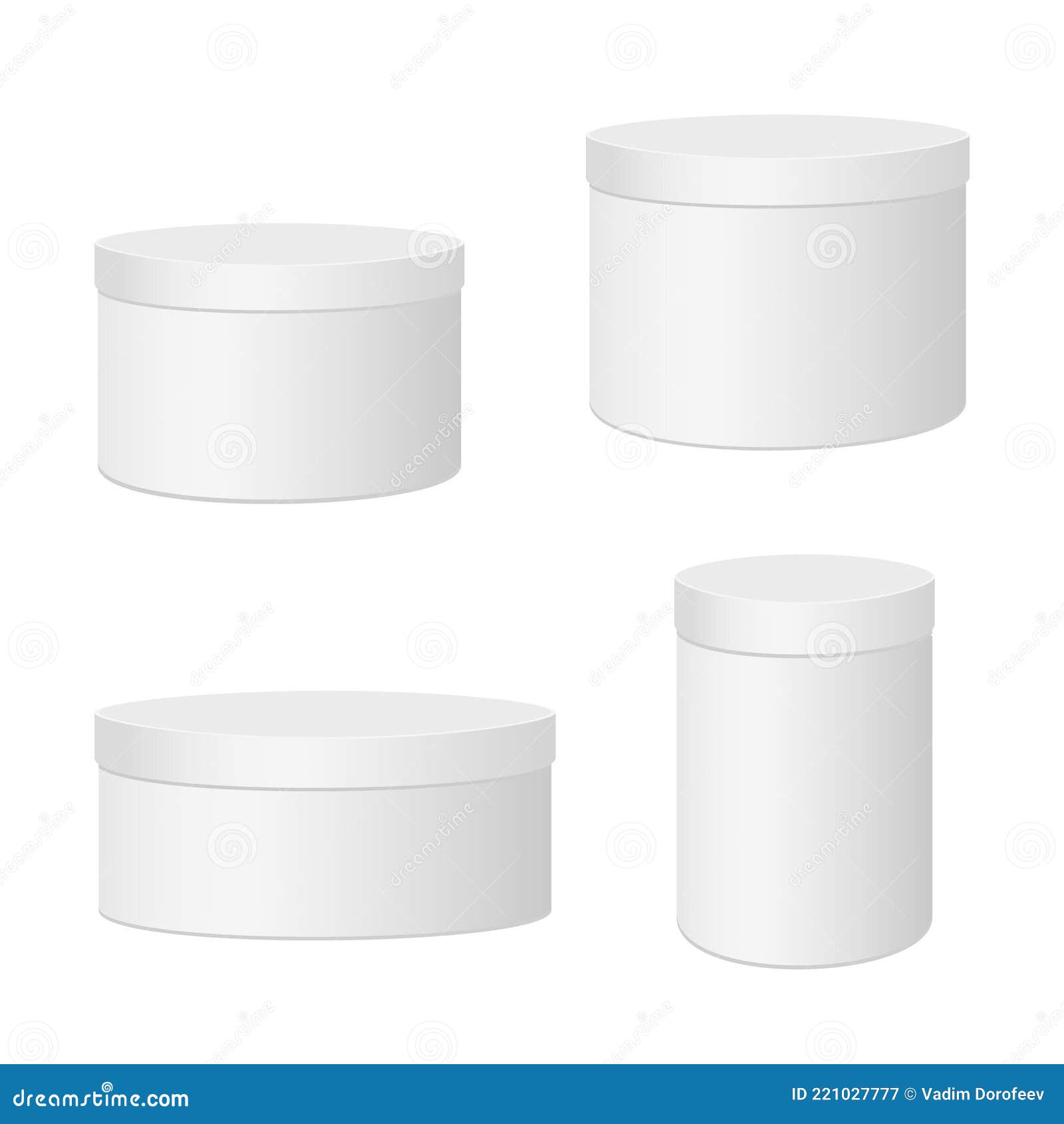 Set Of Cardboard Round Gift Boxes Isolated On White Background ...