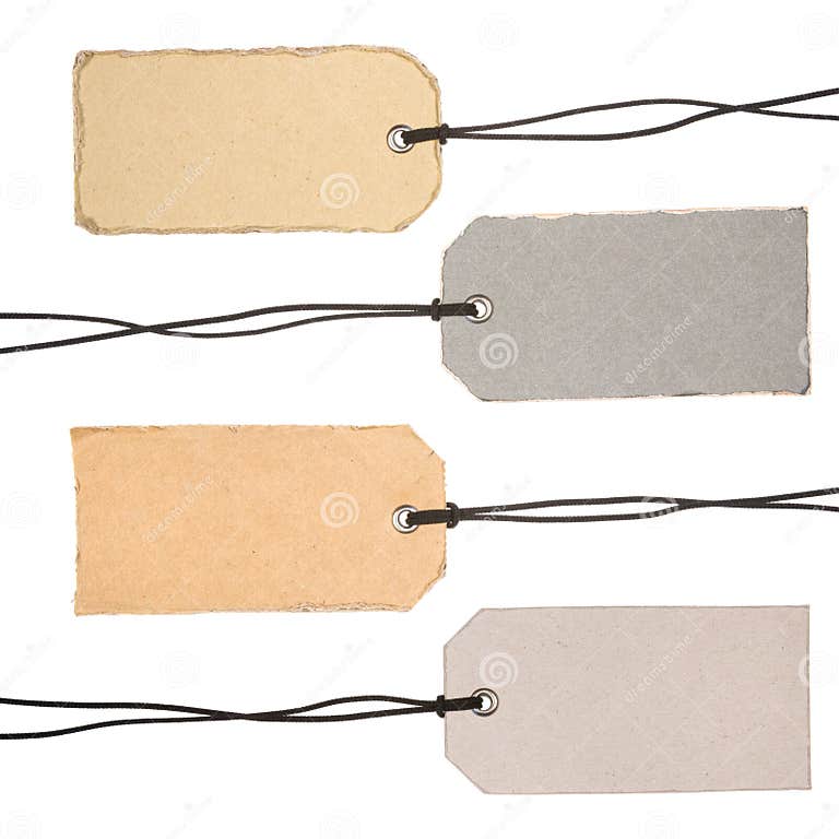Set of Cardboard Tags stock photo. Image of beige, isolated - 4954760