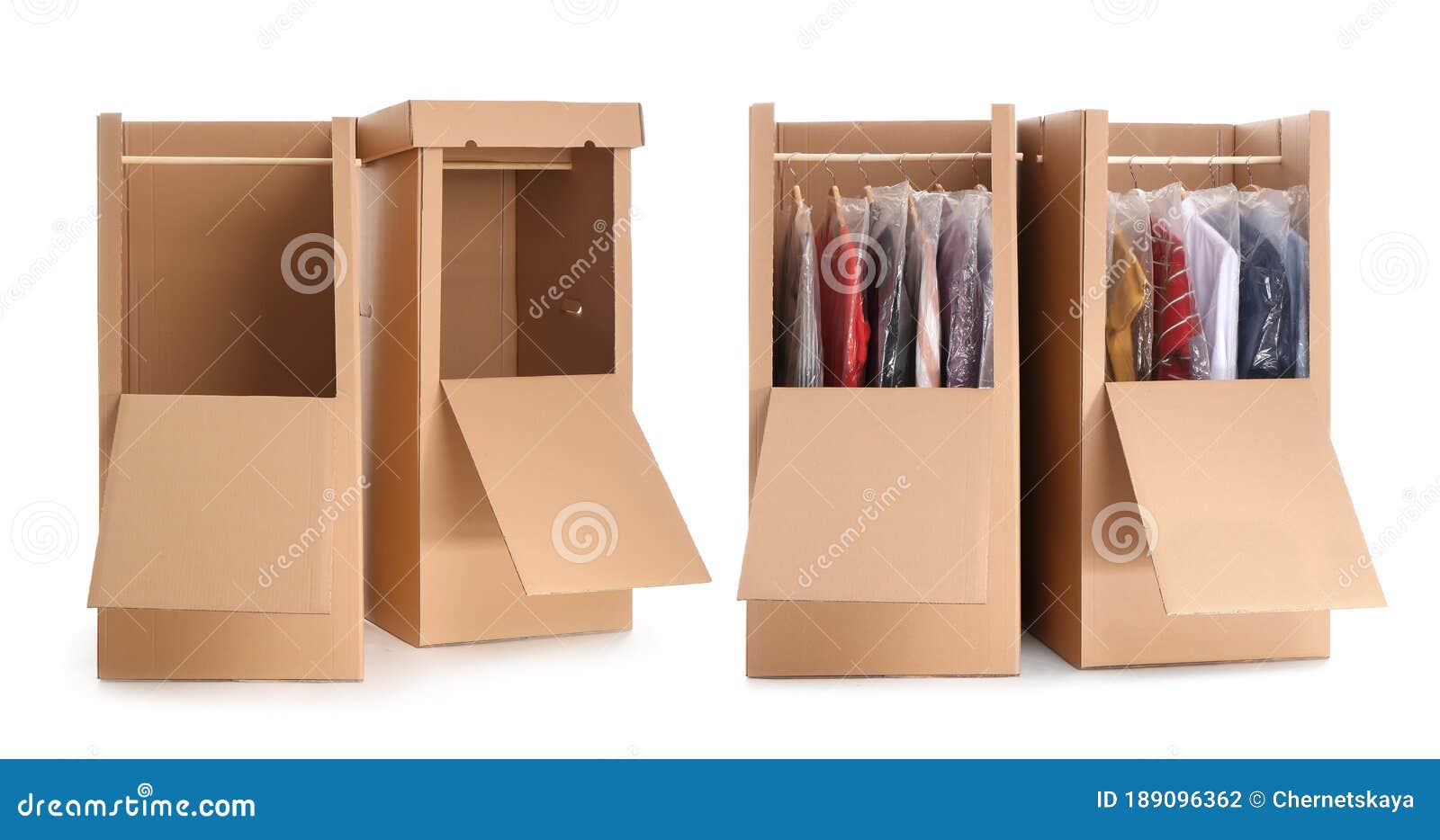 Set of Cardboard Wardrobe Boxes on Background Stock Photo - Image of ...