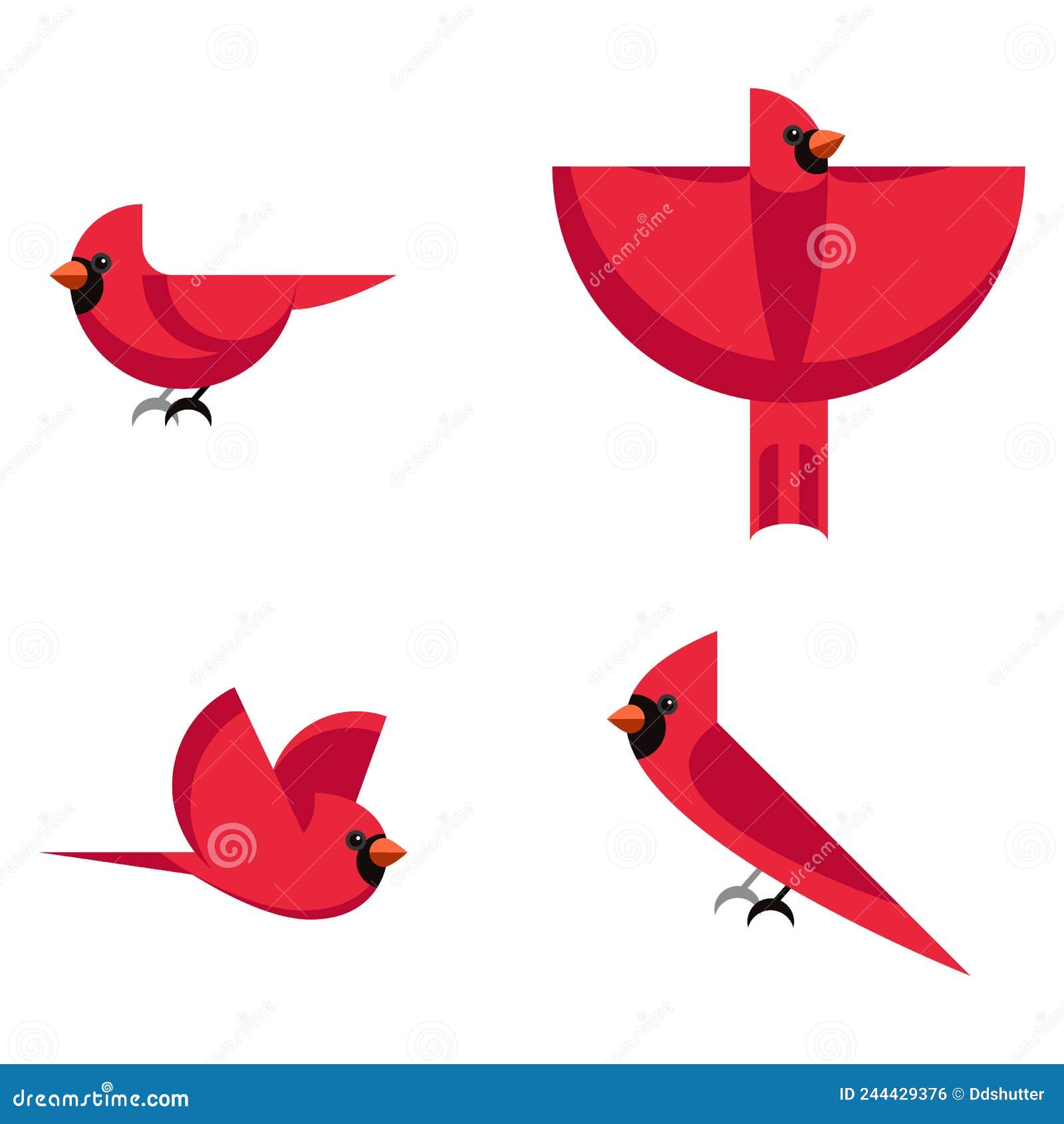 Set of Red Cardinal Bird Logo Icon Designs. Vector Illustration Stock ...