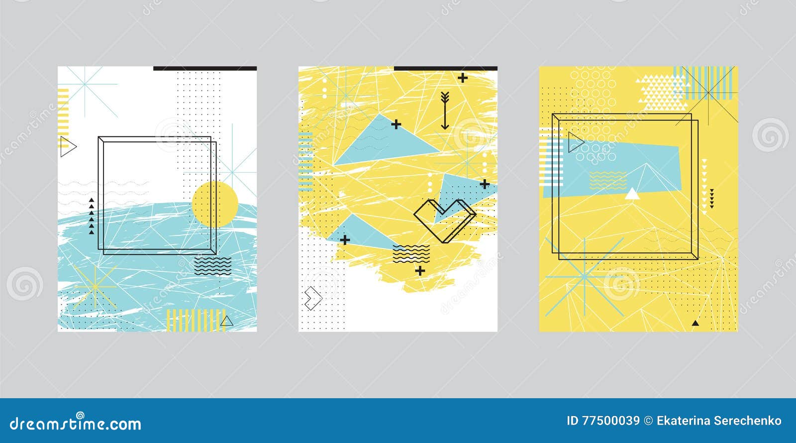 Set of Cards with Abstract Geometric Design Stock Vector - Illustration ...