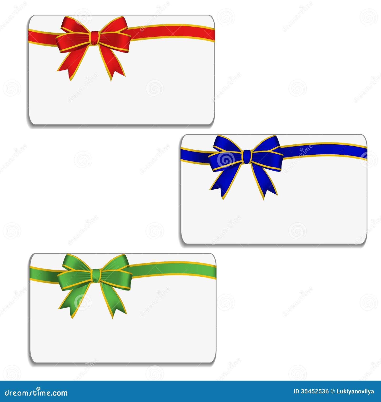 Set of cards with bow stock vector. Illustration of holiday - 35452536