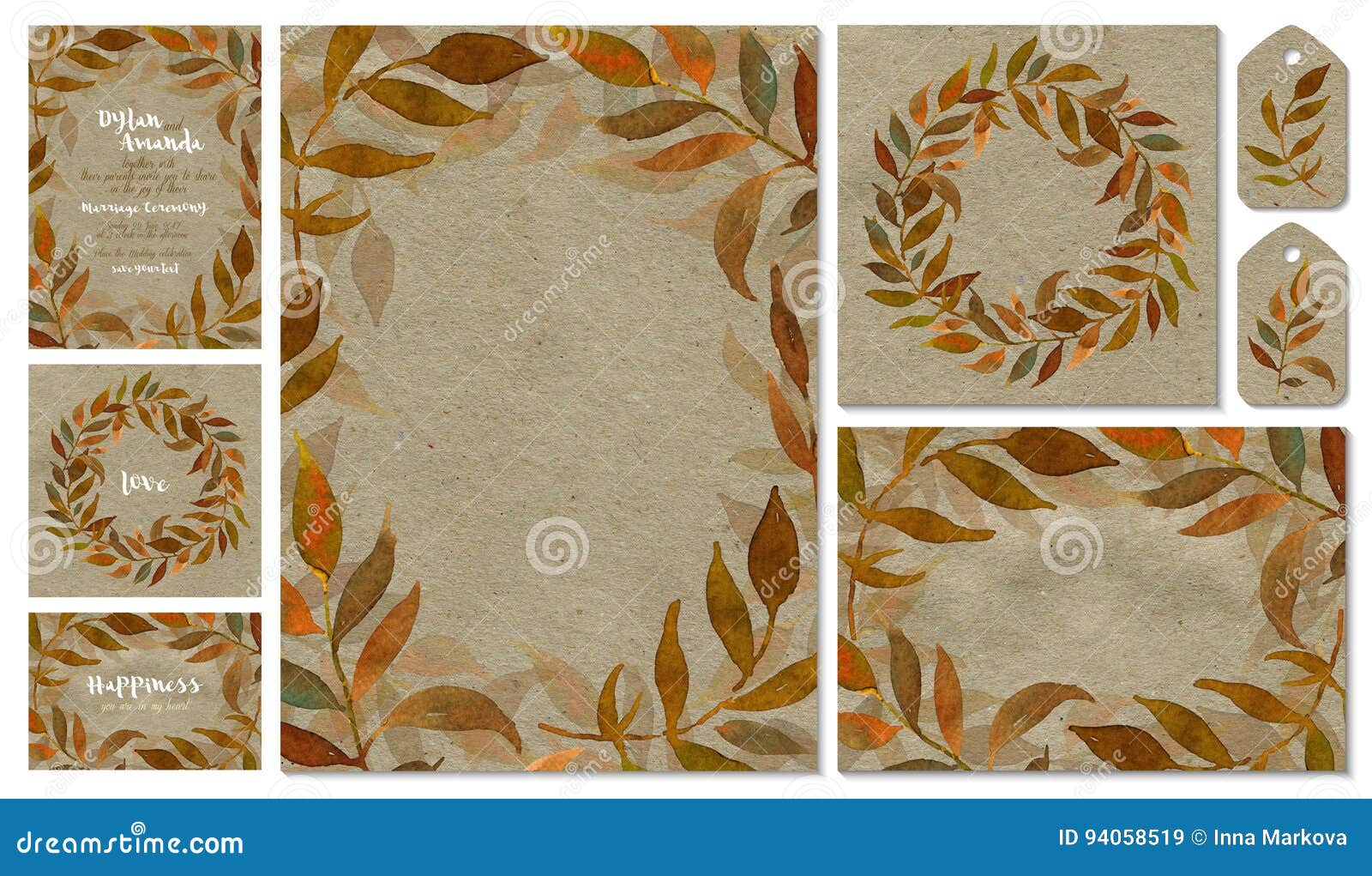 Set of Cards and Elements for Your Design on Cardboard Background with ...