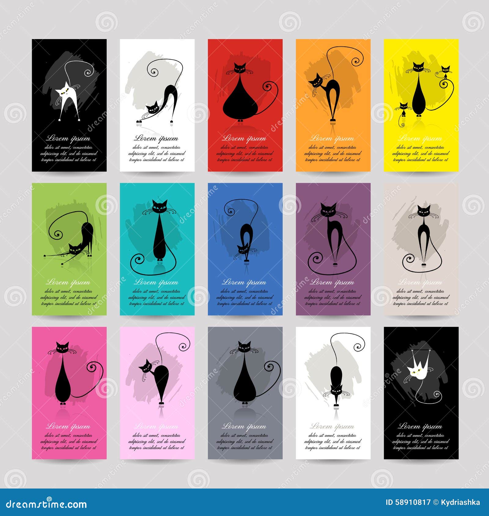 Set of Cards with Funny Cats for Your Design Stock Vector ...