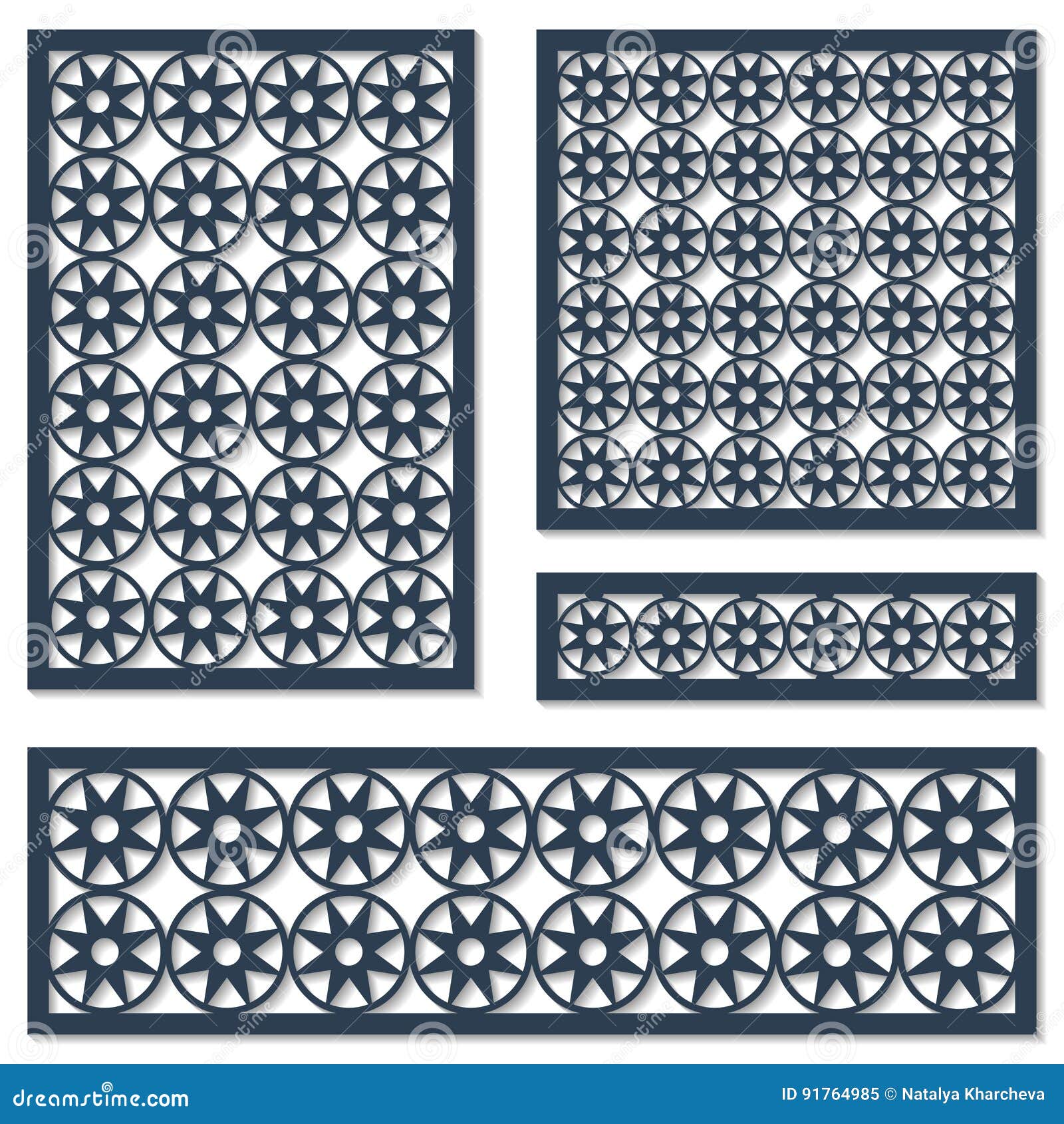 Set of Cards Geometric Ornament Pattern. Decorative Element for Laser ...