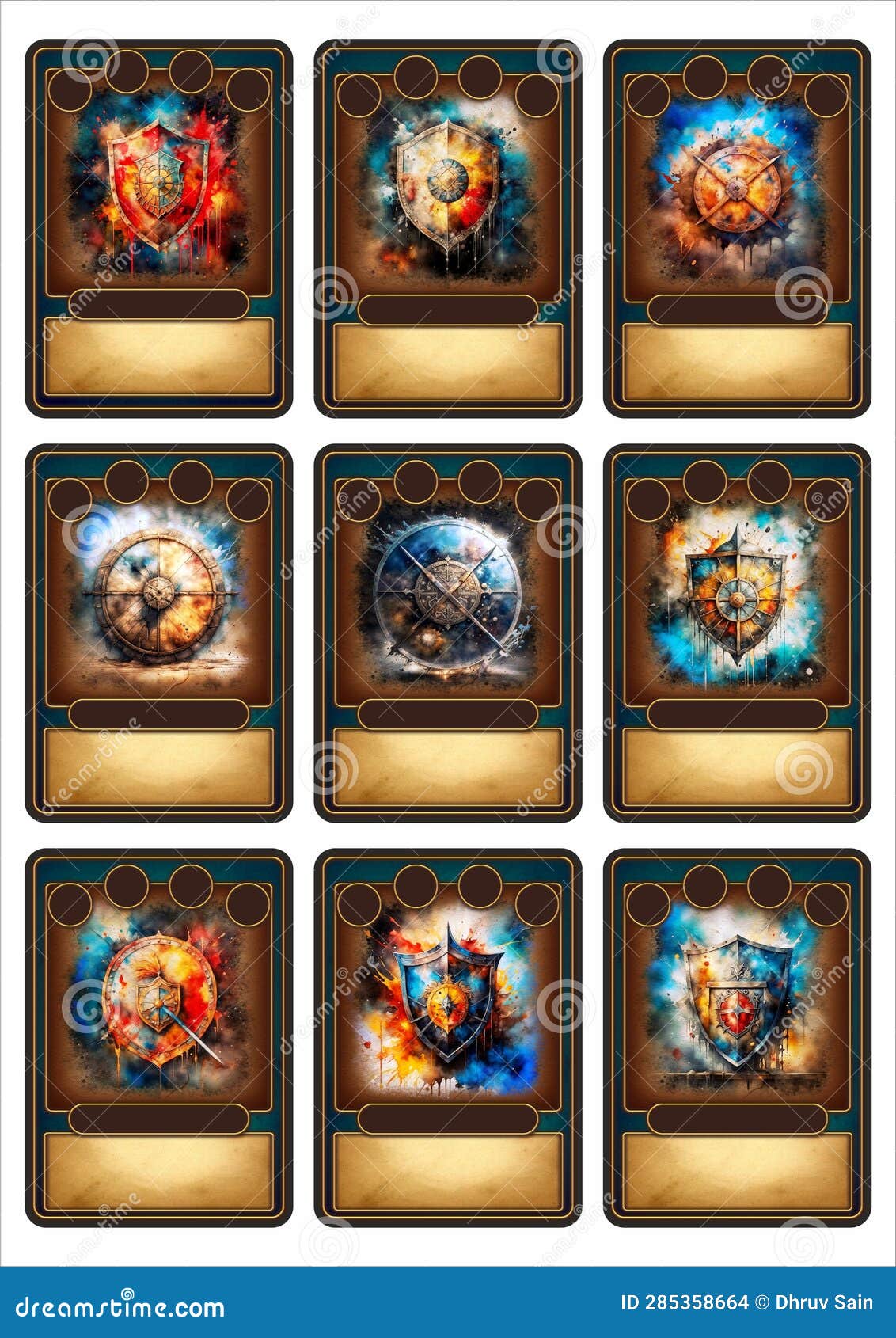 A Set of Cards from the "Weapons and Armor" Category, for a Board Game ...