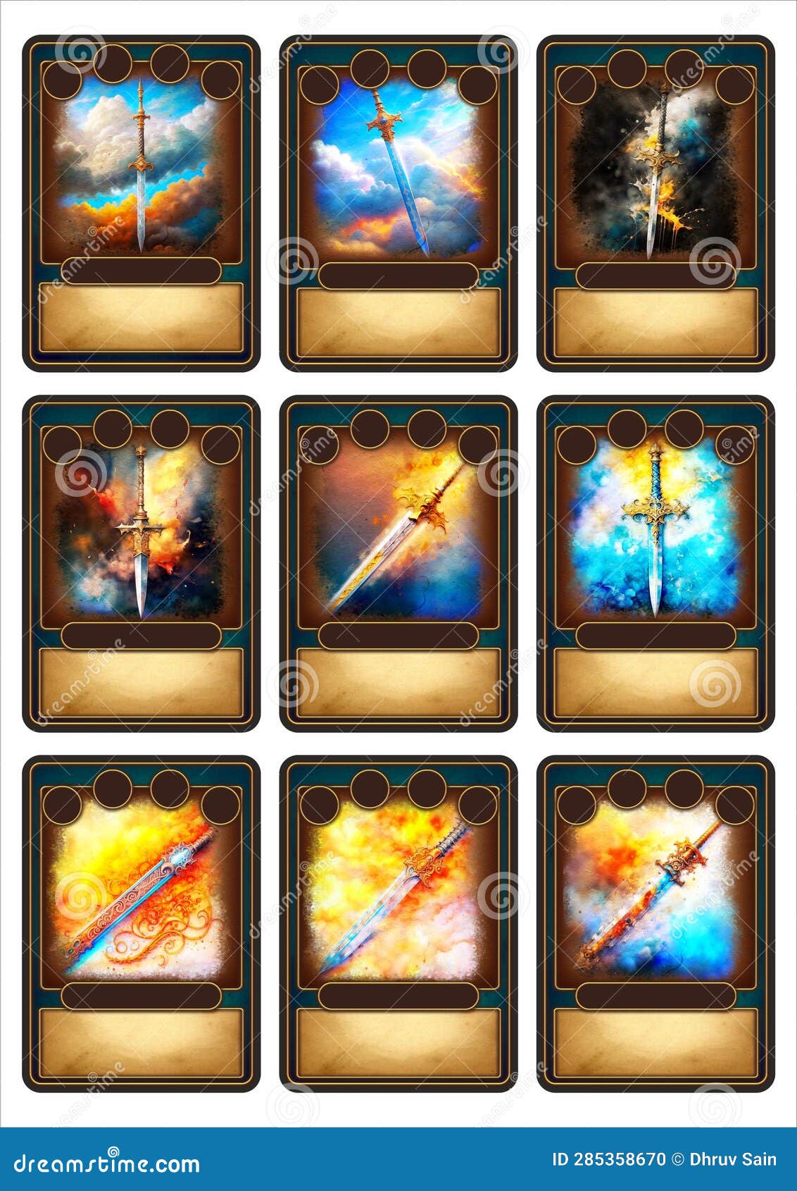 A Set of Cards from the "Weapons and Armor" Category, for a Board Game ...