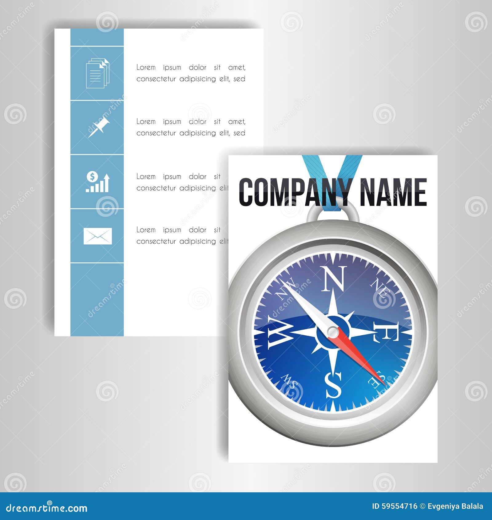 A Set of Cards with the Image of a Compass Stock Vector - Illustration ...
