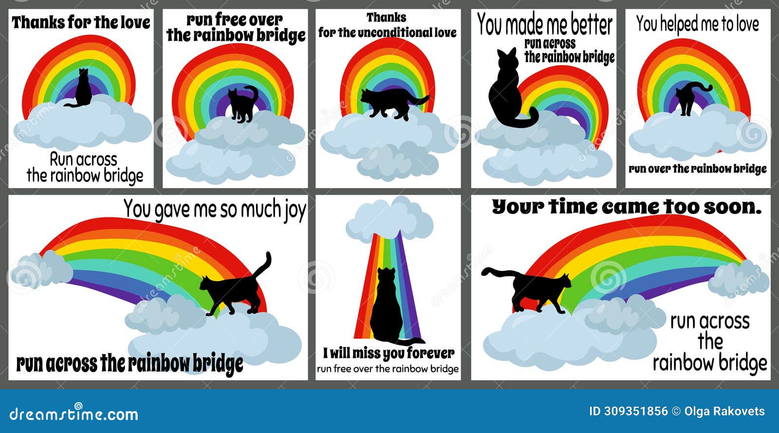 Set of Cards about the Loss of a Pet on the Theme of Running on the ...