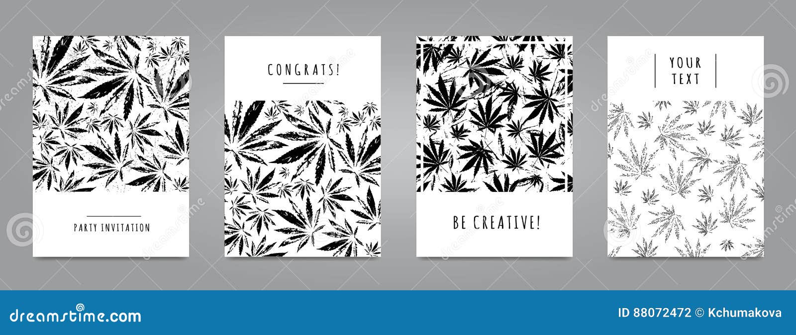 Set of Cards with Pattern of Marijuana Leaves Stock Illustration ...