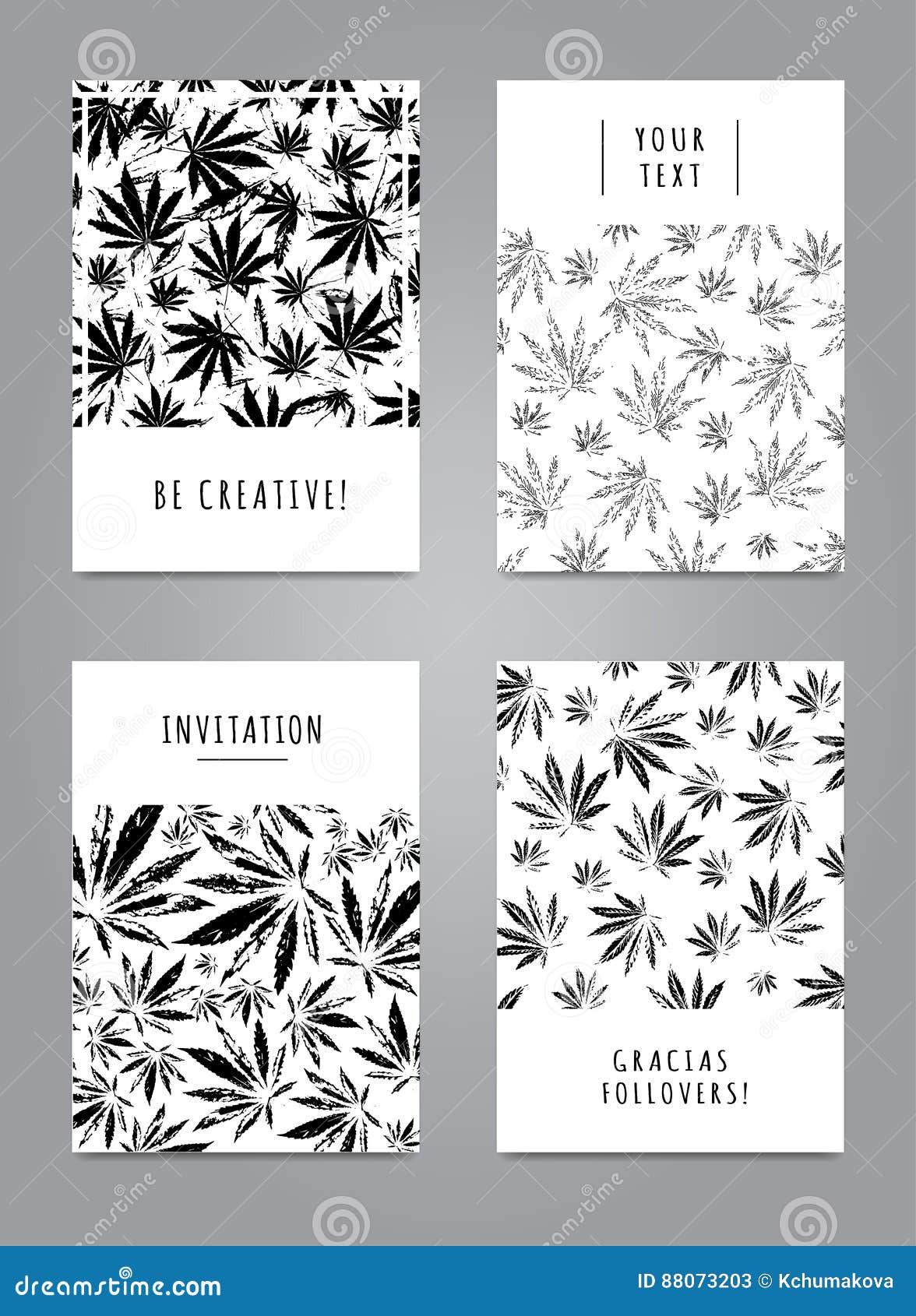 Set of Cards with Pattern of Marijuana Leaves Stock Illustration ...
