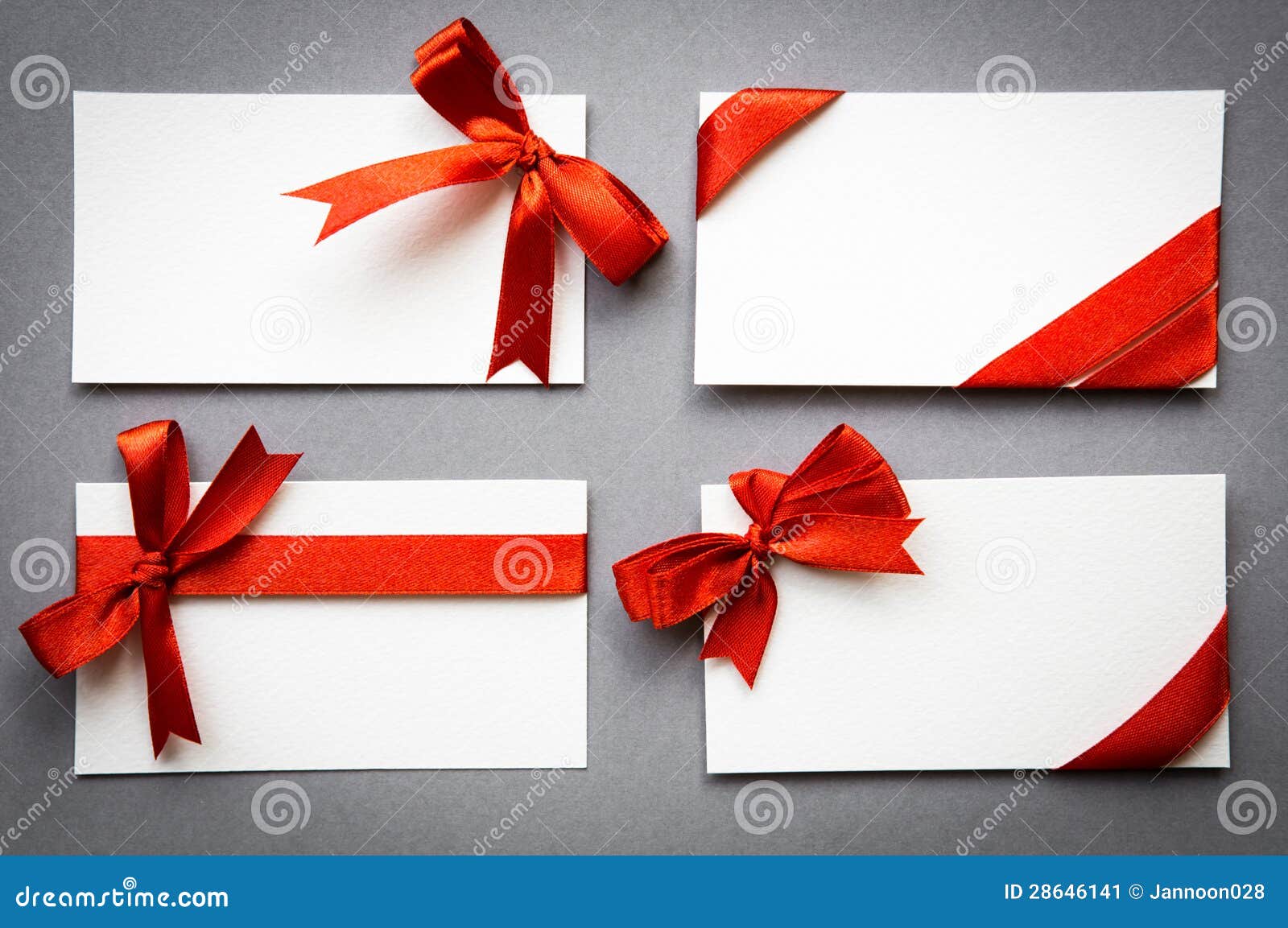 Set of Cards with Red Ribbons Bows Stock Image - Image of coupon ...