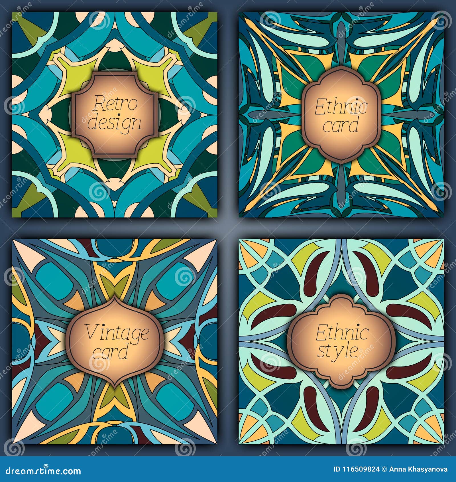 Set of Cards in Vintage Style. Vector Design Templates. Vintage Frames ...