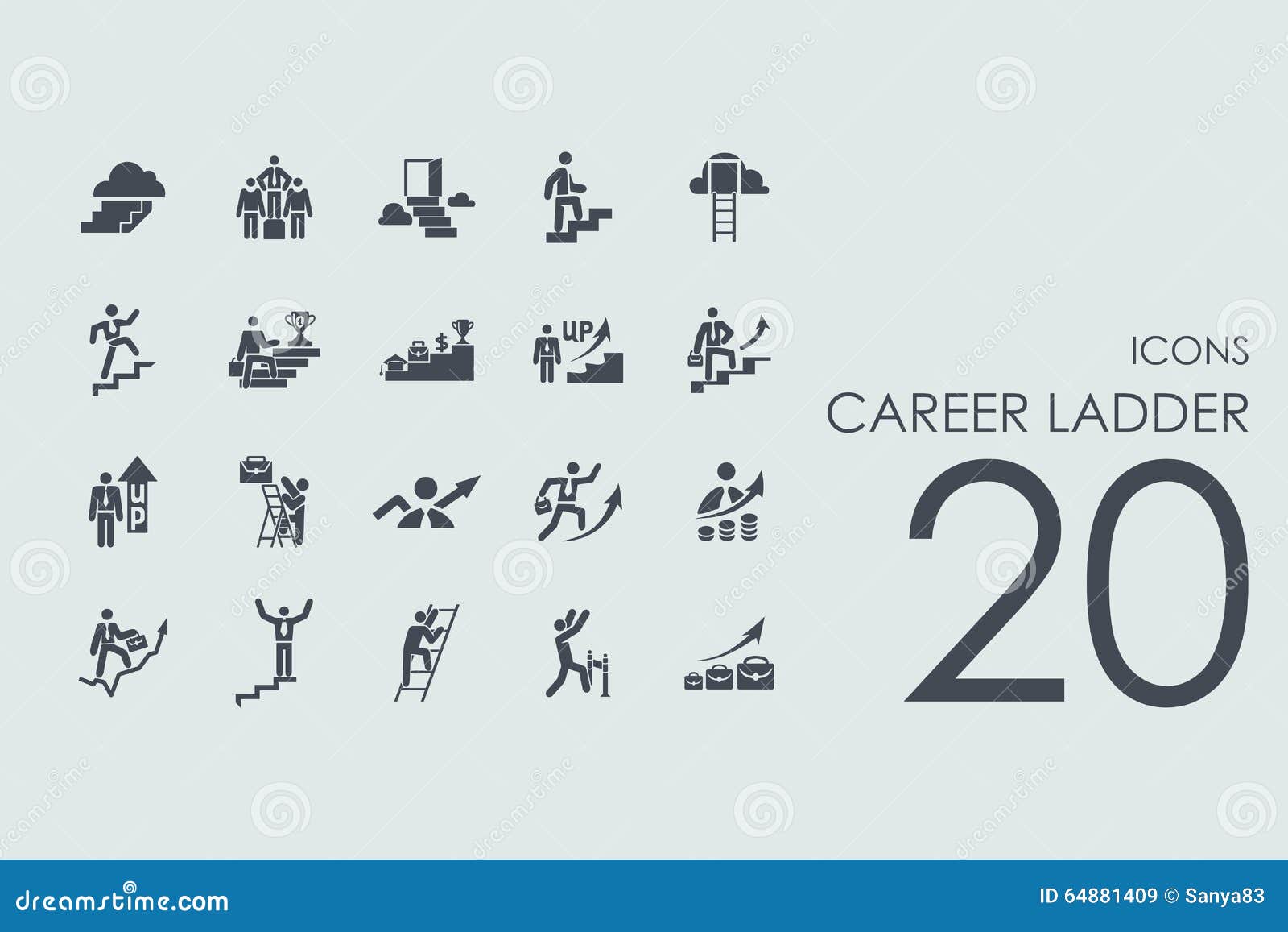 Set of career ladder icons stock vector. Illustration of goal - 64881409