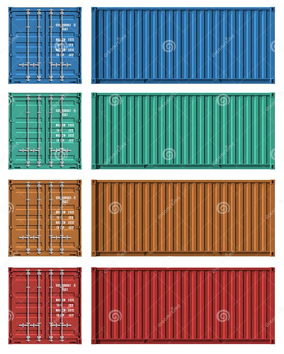 Set of Cargo Container Templates Stock Illustration - Illustration of ...