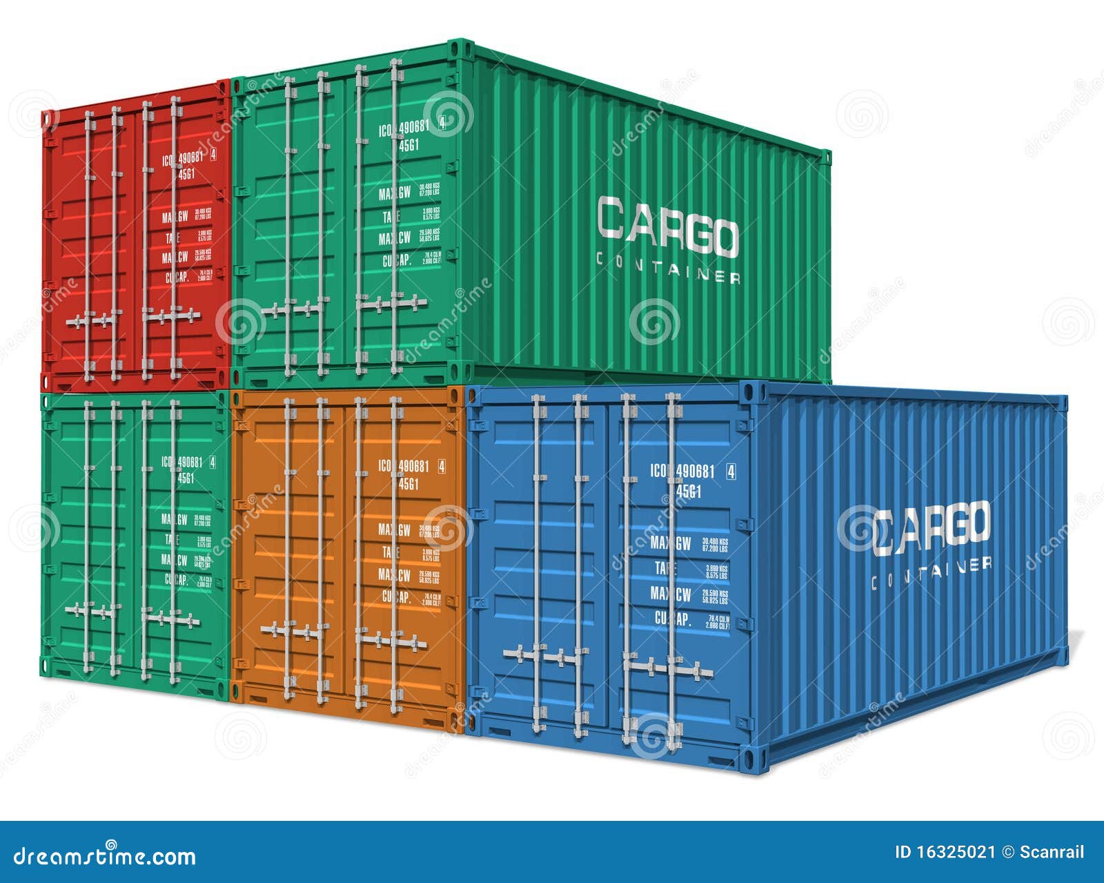Set of cargo containers stock illustration. Illustration of isolated ...