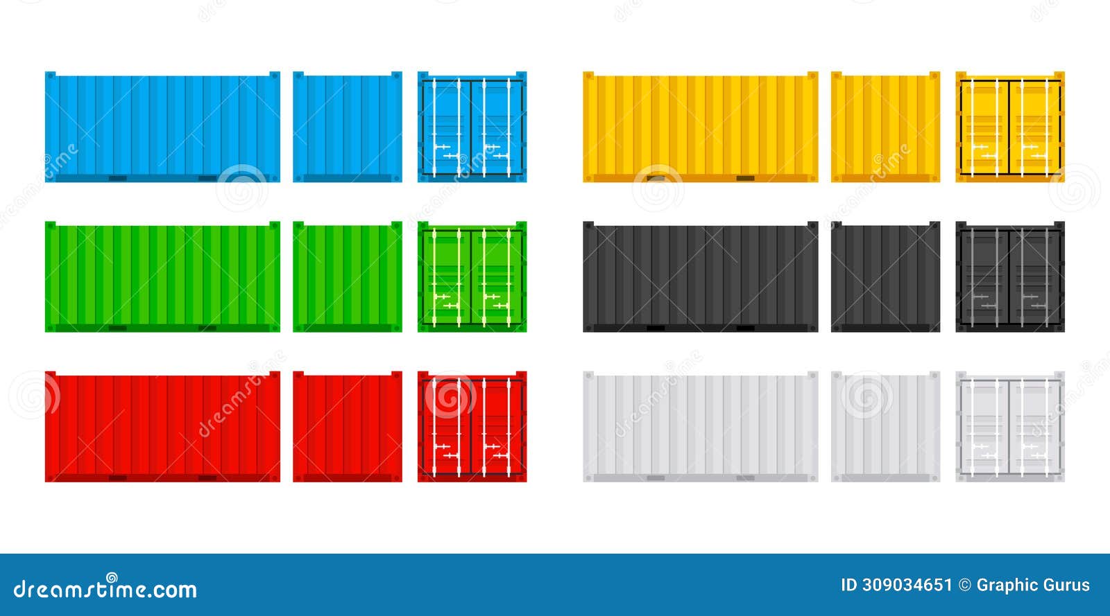 Set Cargo Containers. Freight Shipping, Delivery and Transportation ...
