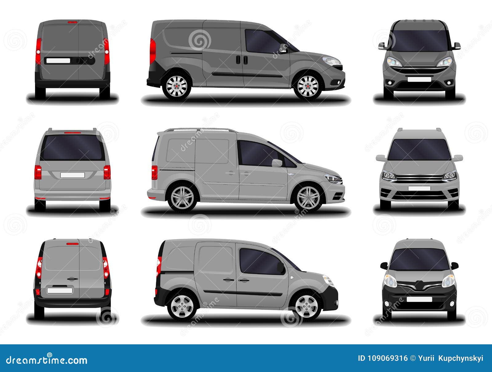 Set of cargo vans. stock vector. Illustration of door - 109069316
