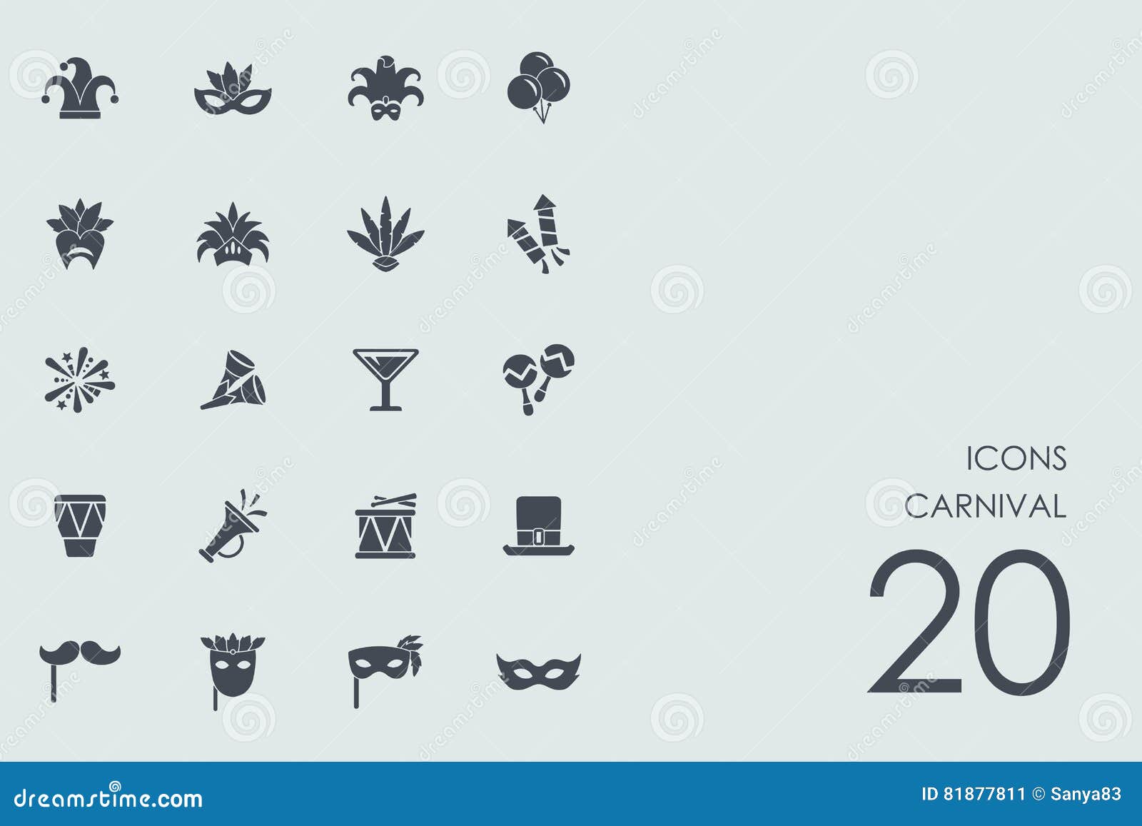 Set of carnival icons stock vector. Illustration of fair - 81877811