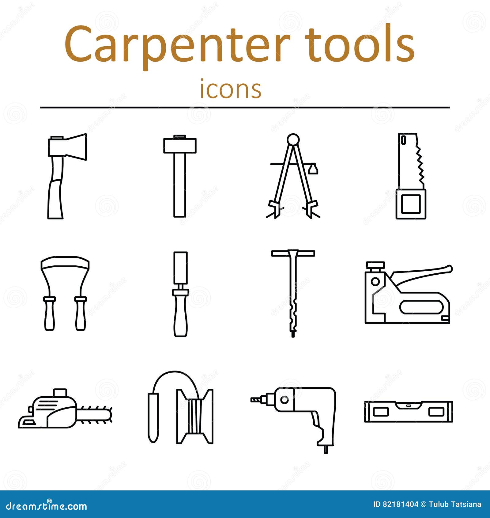 A Set of Carpenter Tools in the Style of the Line. Stock Vector ...