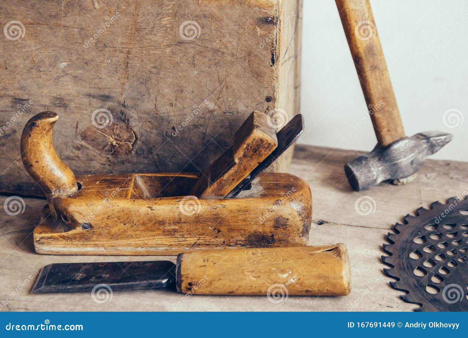 Set of Carpenters Tool at Carpenters Workshop Stock Image - Image of ...