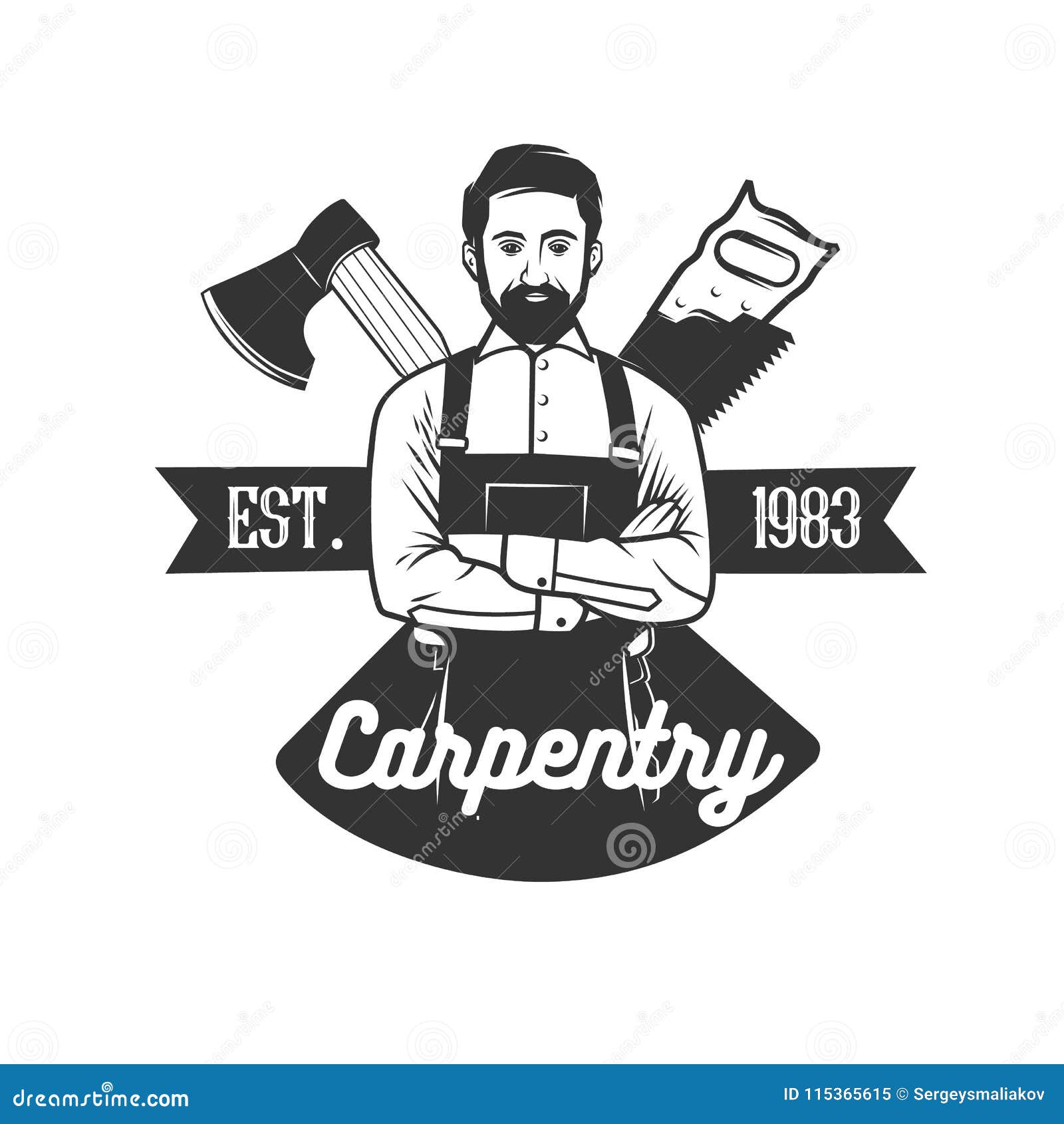 Carpentry Logo Vintage Vector Illustration Template Icon Design. Hammer ...