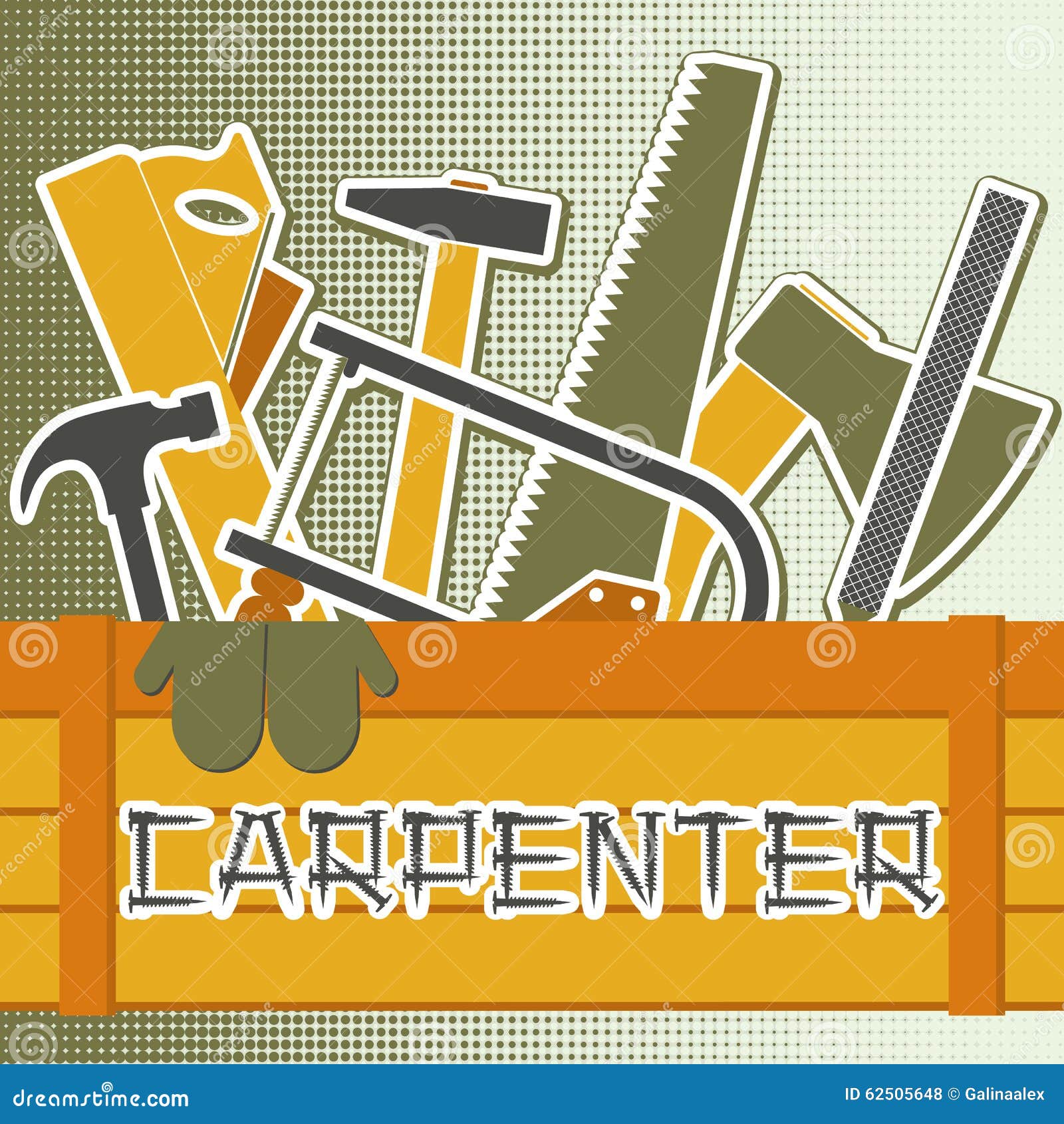 Set of carpentry tools stock vector. Illustration of handsaw - 62505648