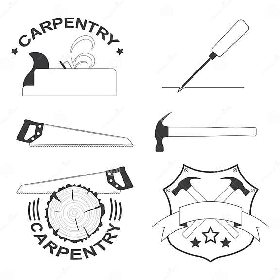 Set of Carpentry Tools and Logos Stock Vector - Illustration of ...
